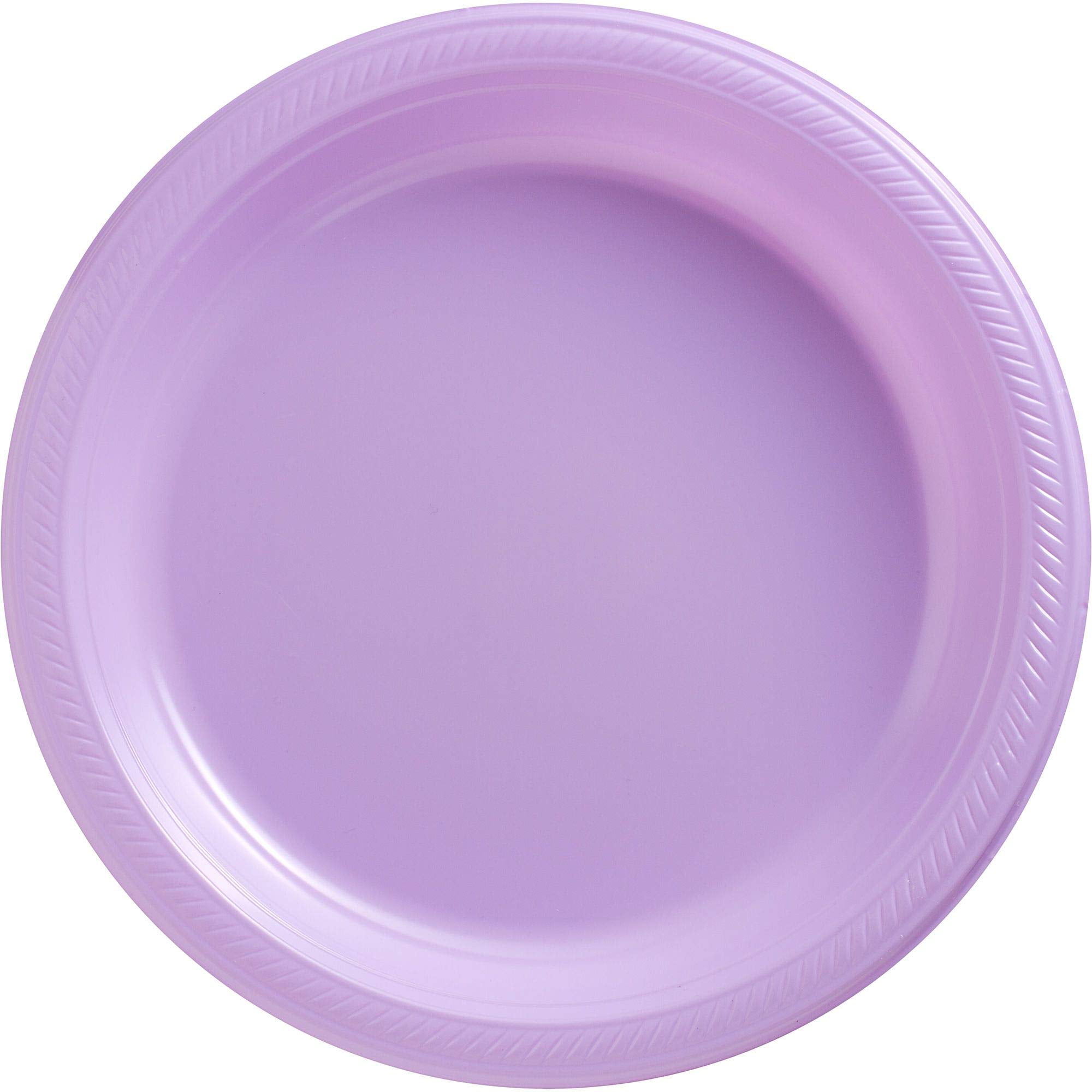 Amscan Disposable 10.25" Round Lavender Plastic Plates, 100 Total ...