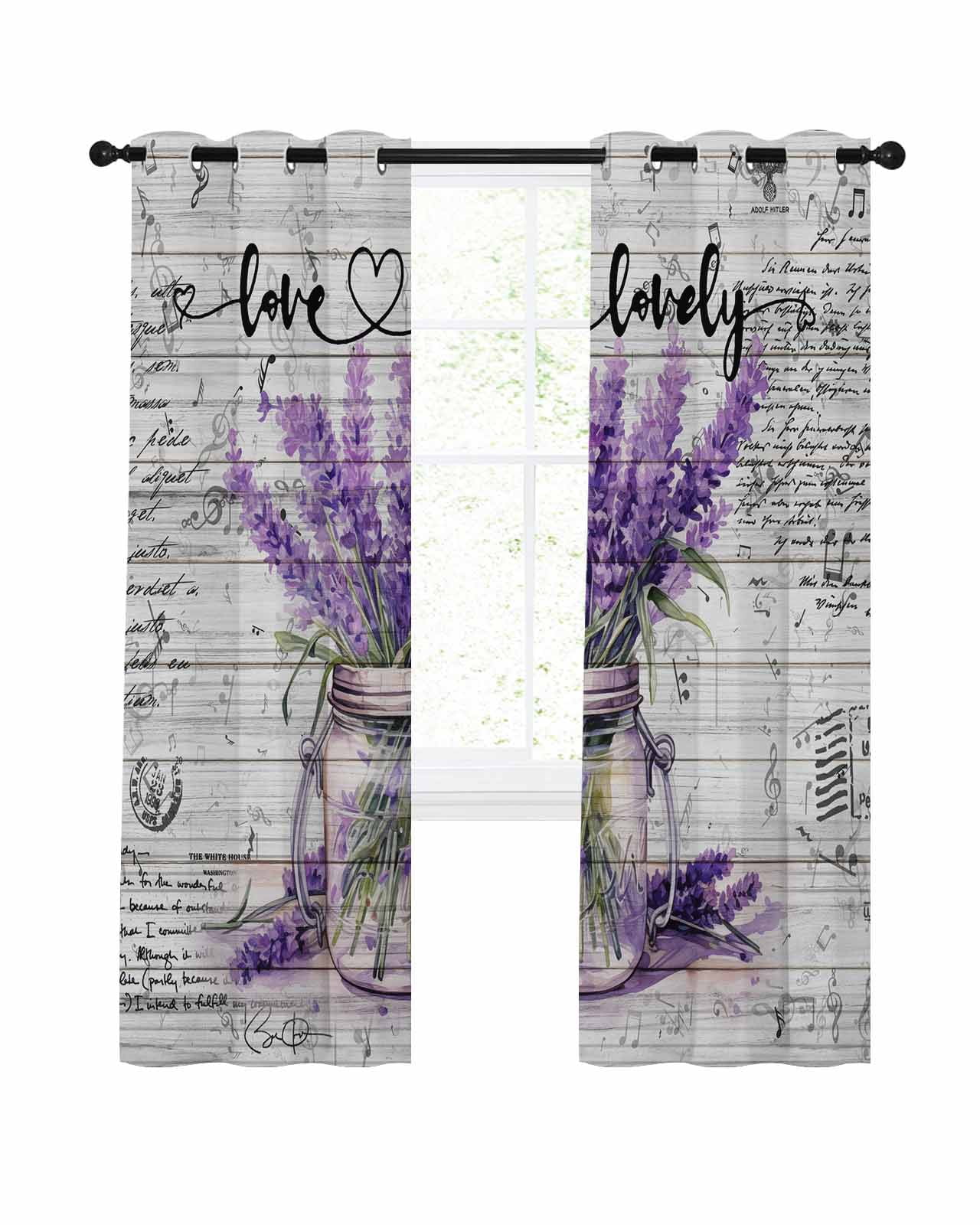 Lavender Blackout Curtains 84 Inch Length Spring Flowers Thermal ...