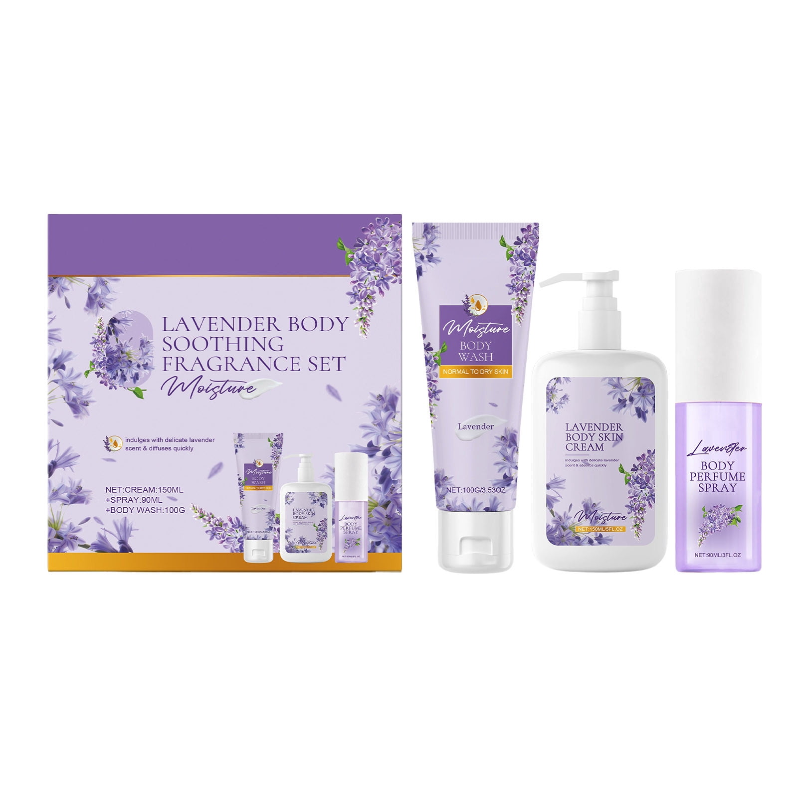 Lavender Body Soothing Fragrance Gift Box, 3 Pieces, Lavender Body Wash ...