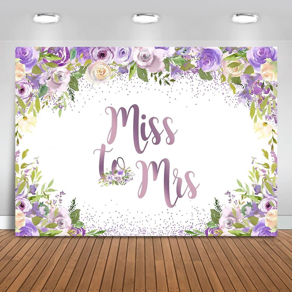 Lavender Bridal Shower Backdrop Purple Floral Miss to Mrs Background ...