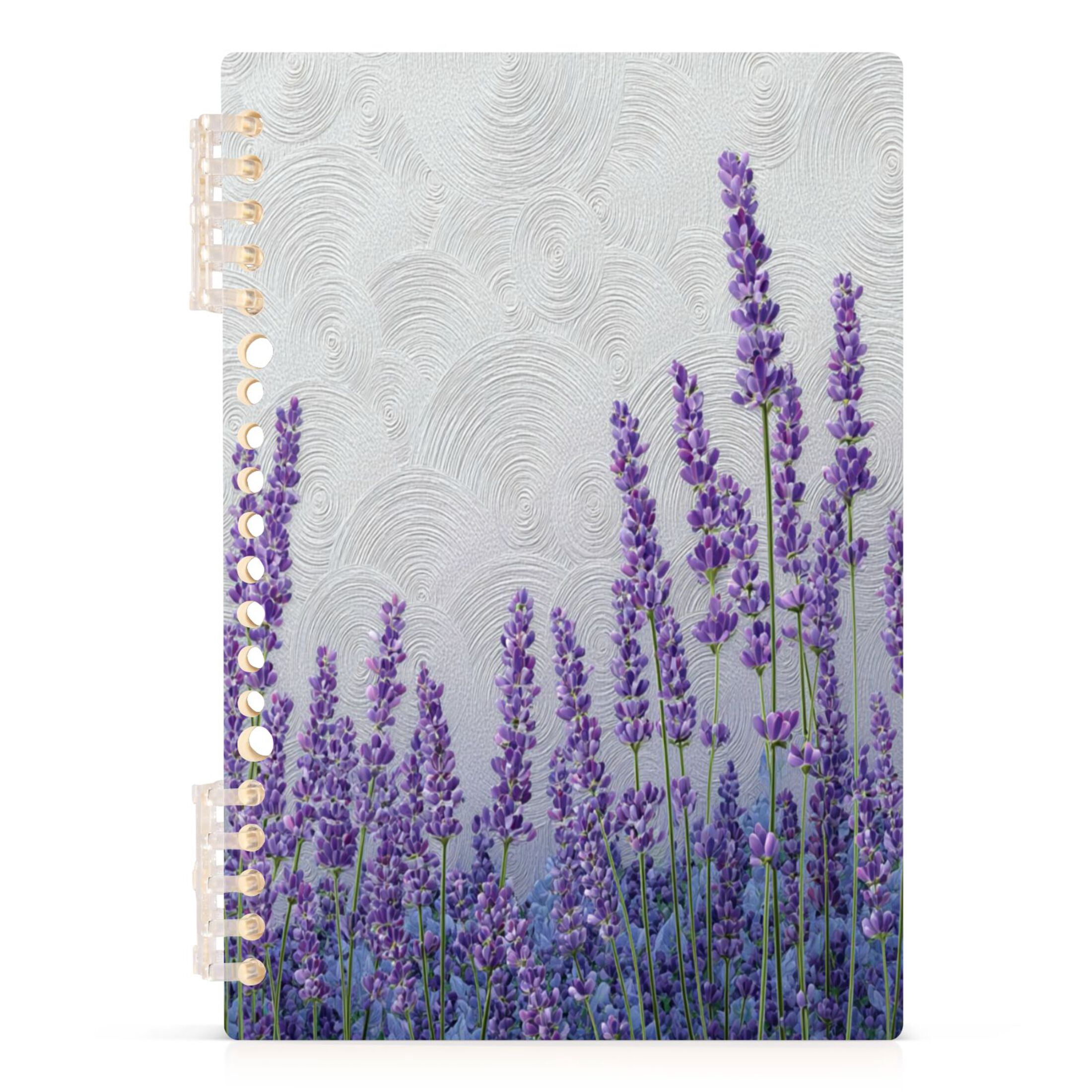 Lavender Bushes Notebook College Horizontal Grid Paper Ink Spill ...