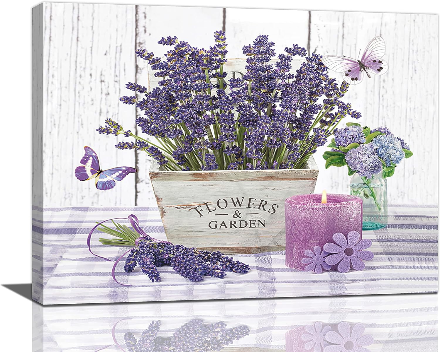 Lavender Canvas Wall Art Country Lavender Flower Butterfly Candle Wall ...