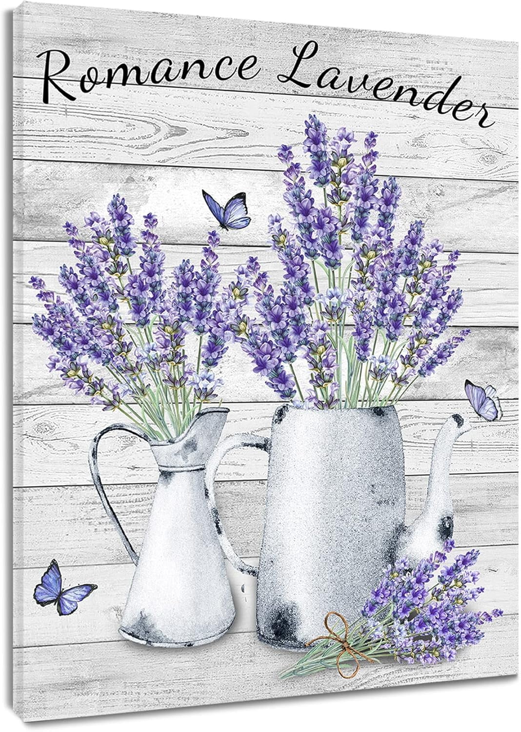 Lavender Canvas Wall Art Farmhouse Purple Floral Butterfly Botanical ...