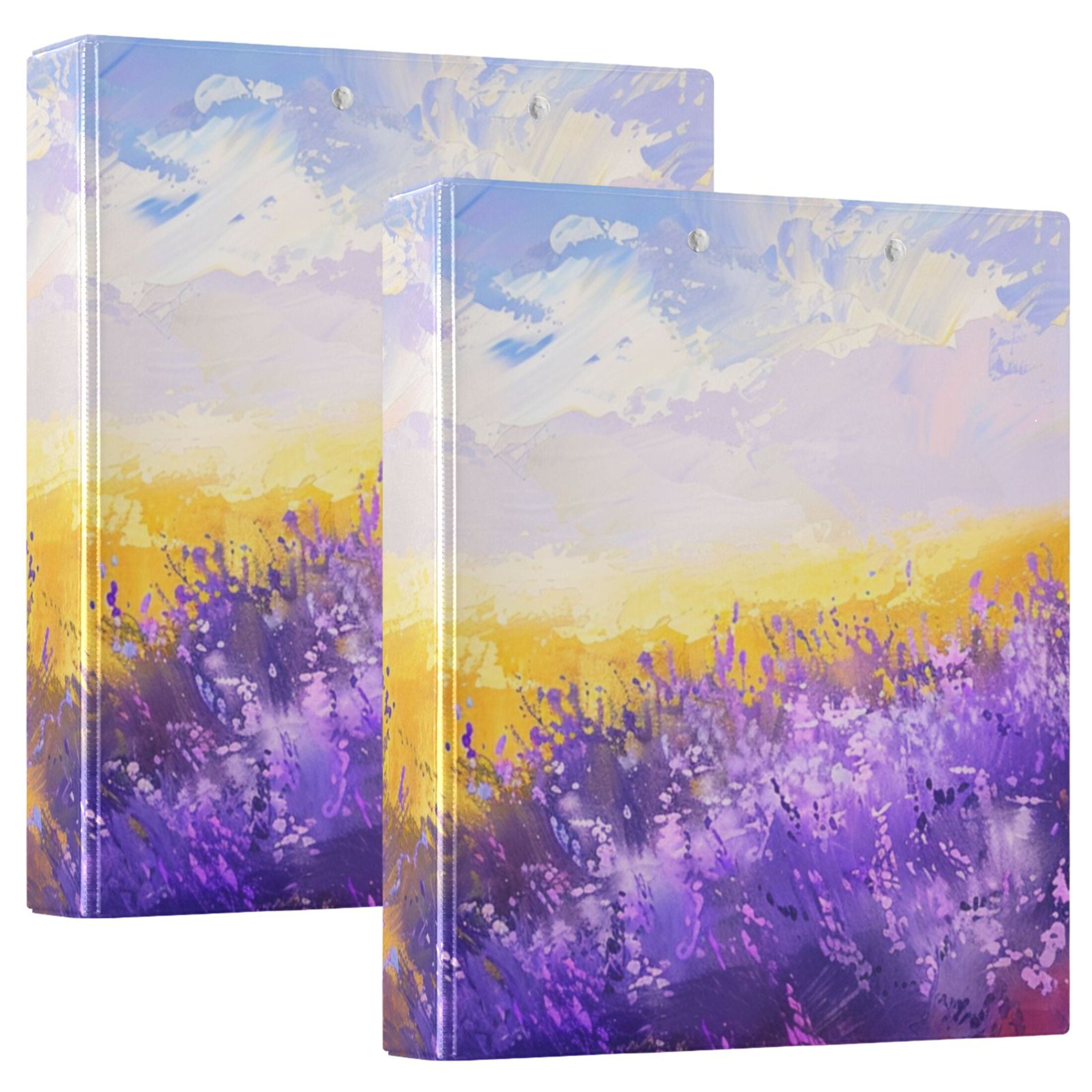 Lavender Clouds Wheat 3 Ring Binders 1.5 inch Hardcover File Folders ...