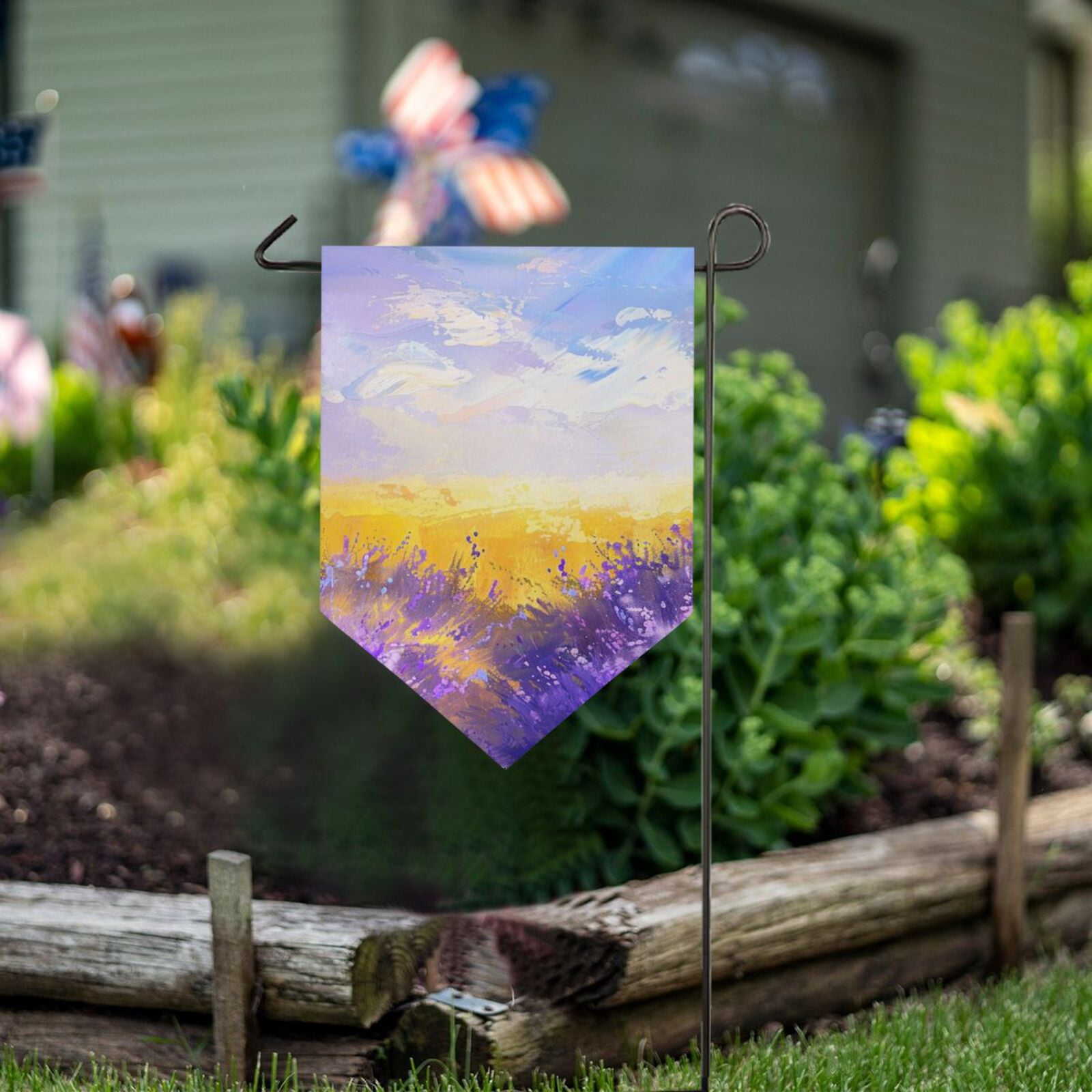 Lavender Clouds Wheat Garden Flag 18" x 12.5" Double Sided Yard Lawn ...