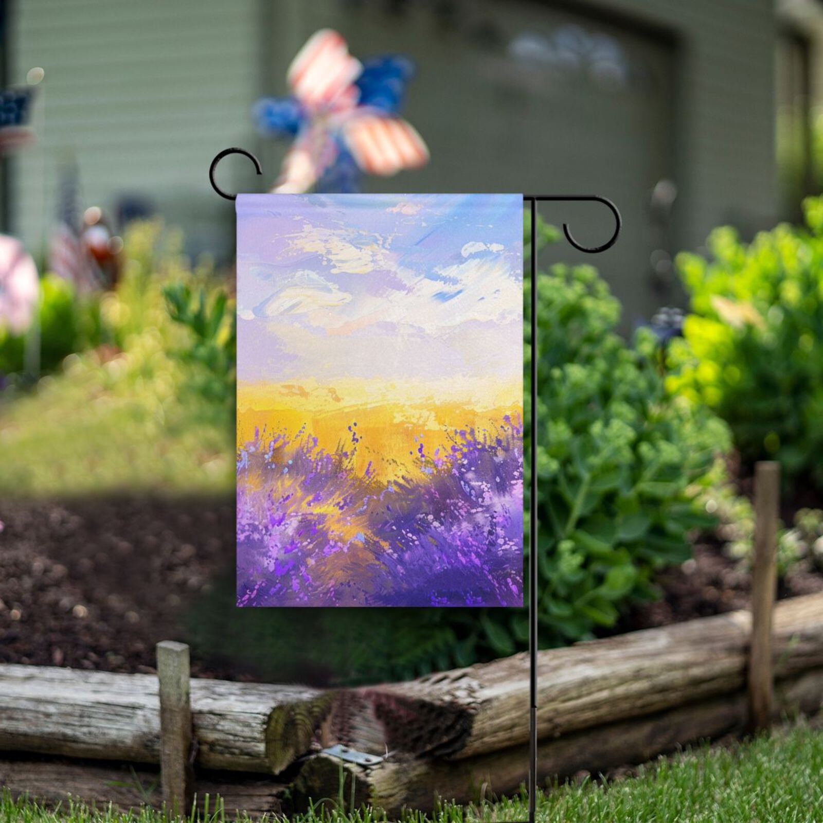 Lavender Clouds Wheat Garden Flag Double Sided Outdoor Banners for ...