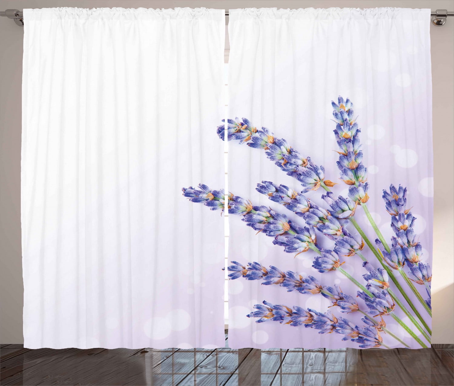 Ambesonne Lavender Curtains 2 Panel Set, Lilac Flowers Nature Theme ...