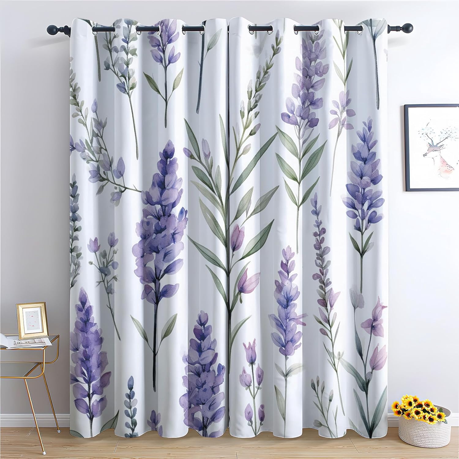 Lavender Curtains For Bedroom Living Room, Purple Flower Blackout ...