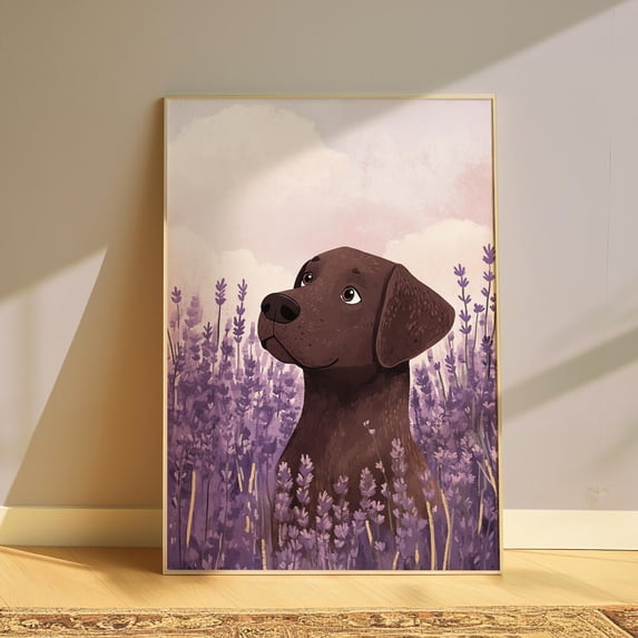 Lavender Dog Abstract Nursery Wall Art, Unframed Paper Print Size 8x12 ...