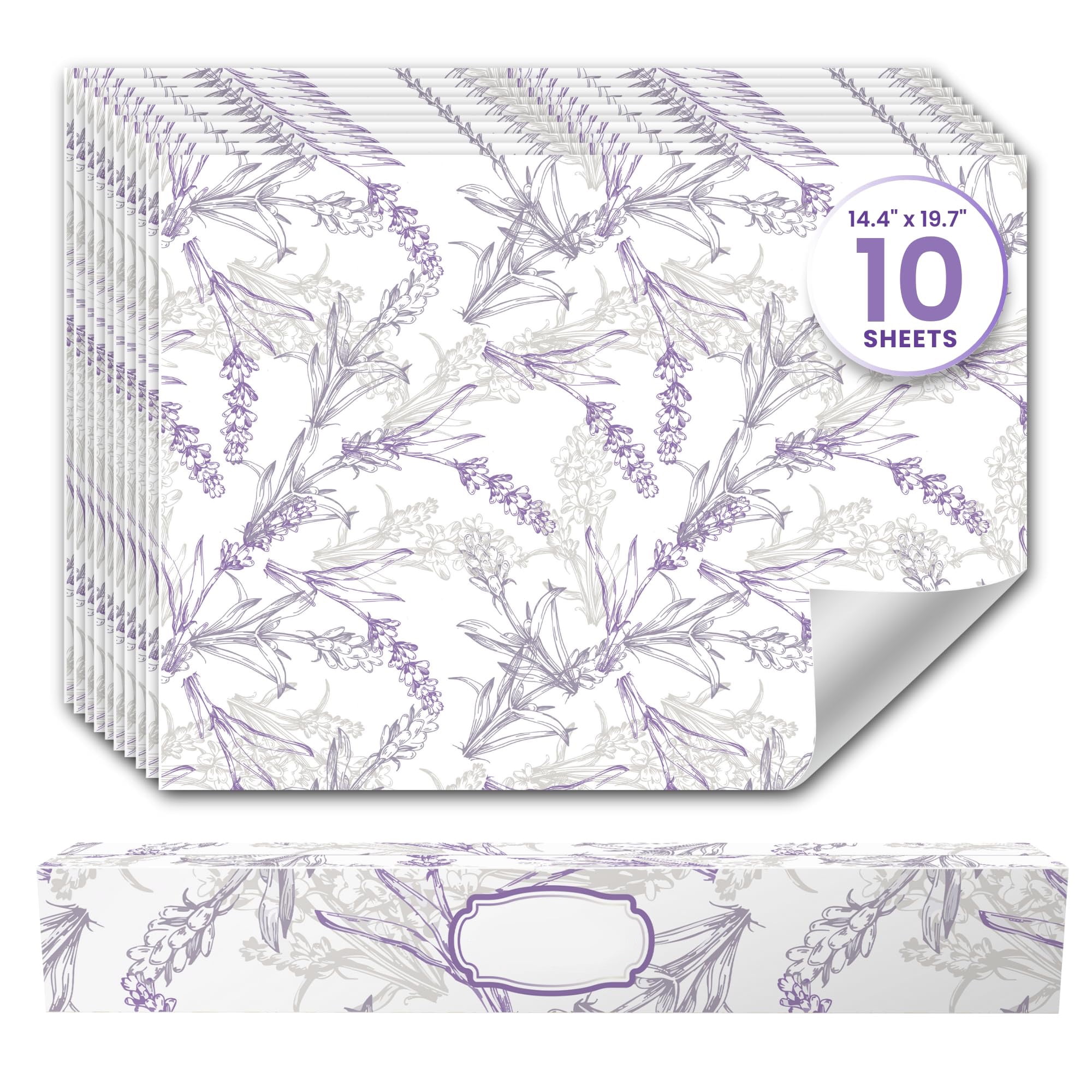 Lavender Drawer Liners for Dresser, Non Adhesive Drawer Paper Liner, 10 ...