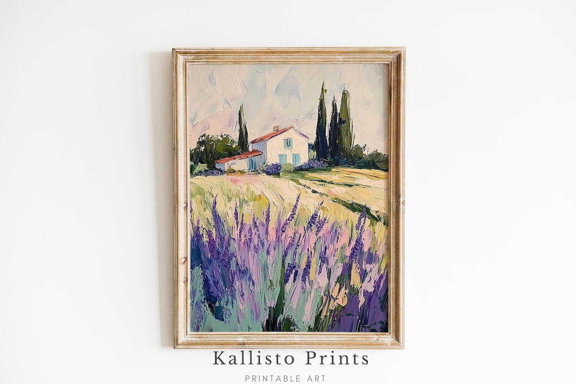 Lavender Field Art Print Poster, French Country Cottage , Provence Wall ...