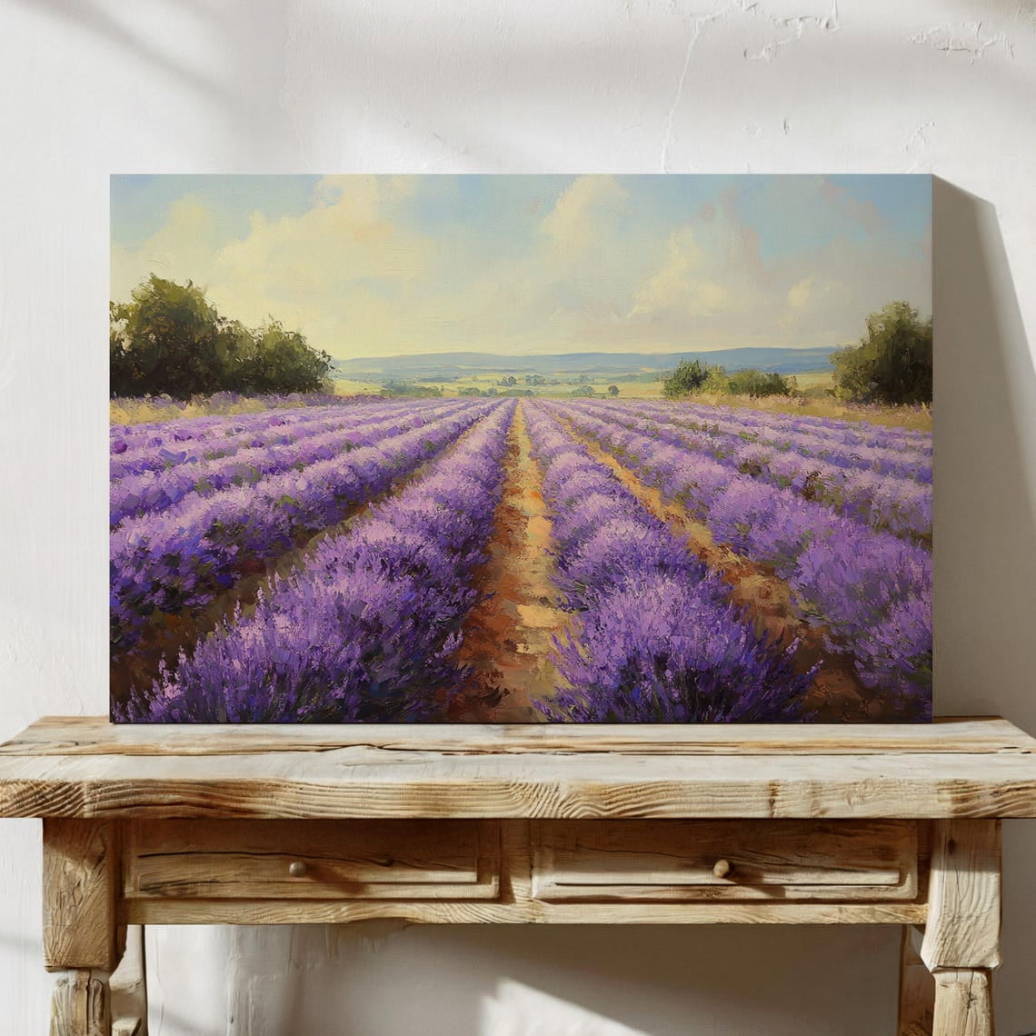 Lavender Field Landscape Painting, Provence Countryside Art, Floral Oil ...