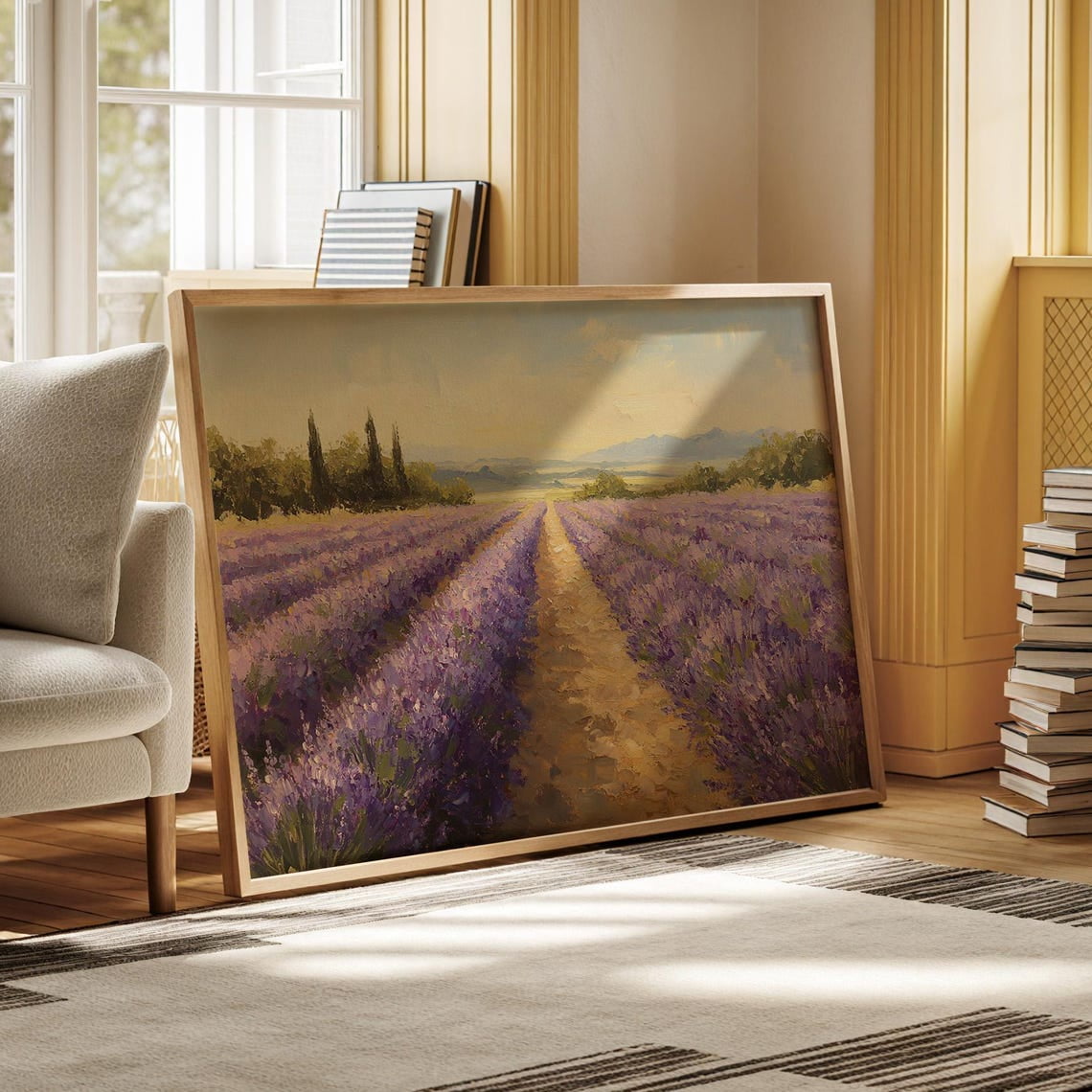 Lavender Field Oil Painting, Provence Landscape Wall Art, French ...
