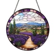 Lavender Field Path Stained Glass Suncatcher – Landscape Window Decor ...