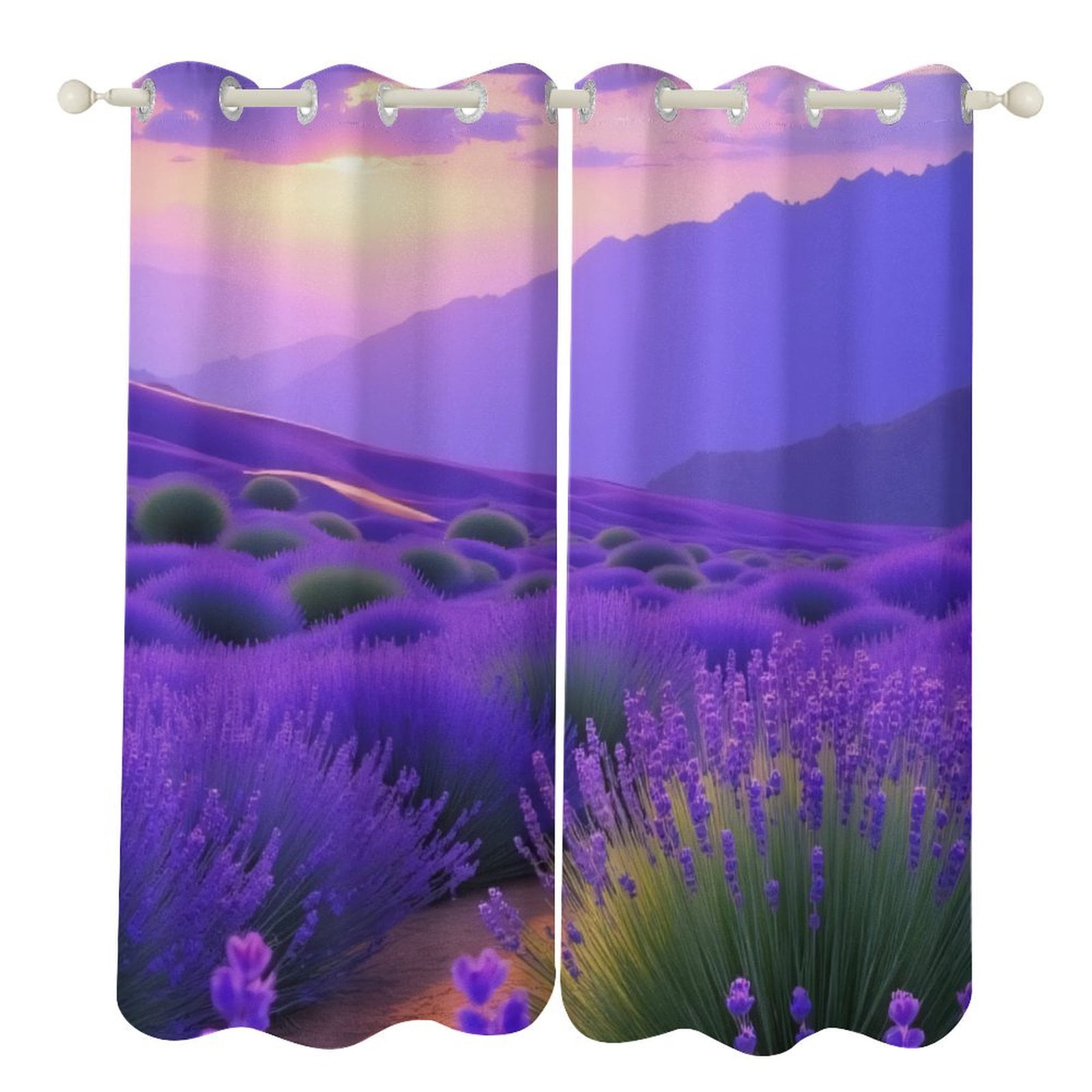 Lavender Field Sunset Blackout Window Curtains for Bedroom Living Room ...