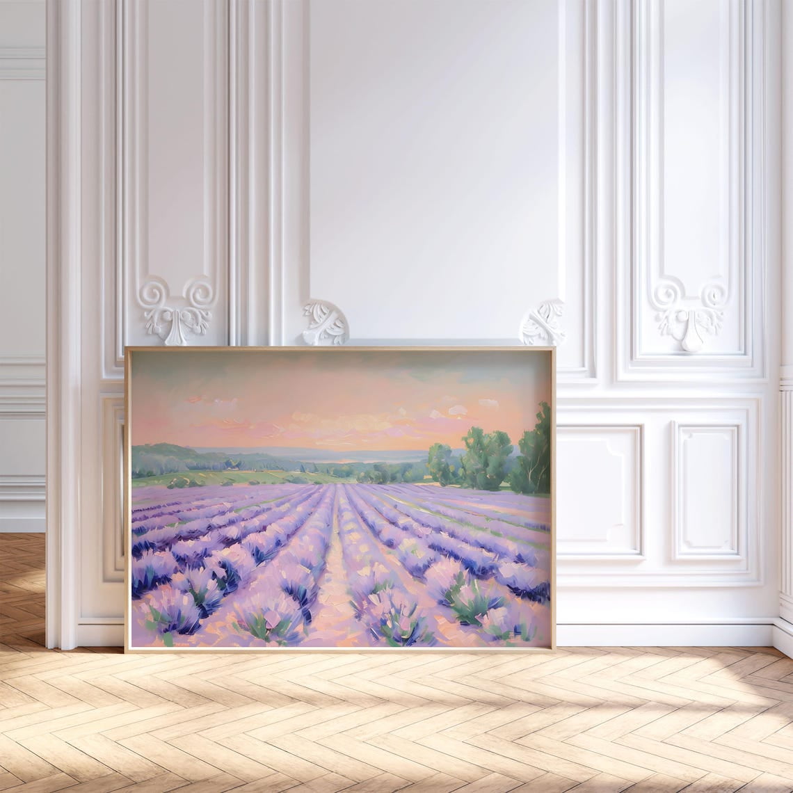 Lavender Field Wall Art, Pastel Spring Flowers Field, French ...