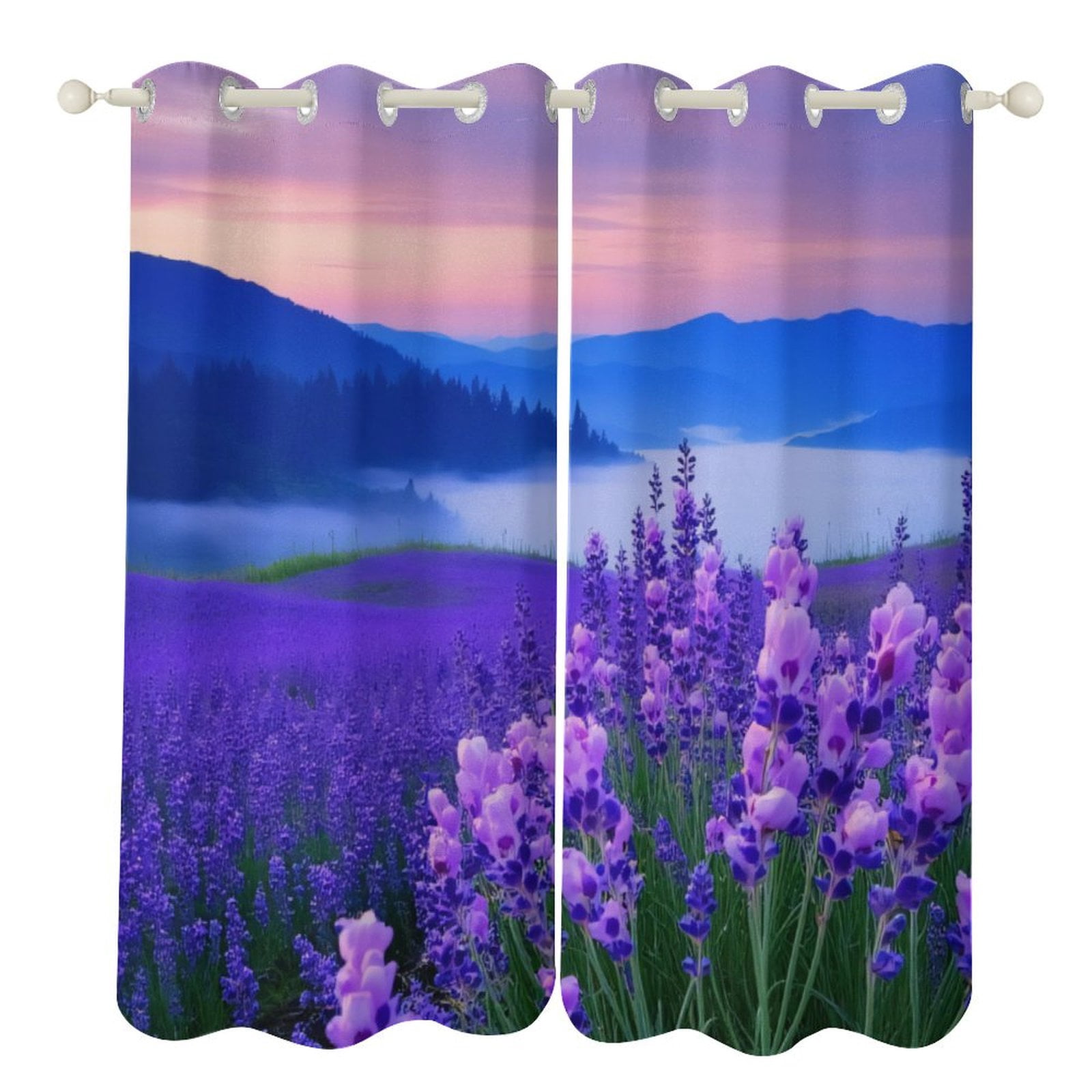 Lavender Field at Dawn 2 Panels Curtains for Bedroom Living Room Drapes ...