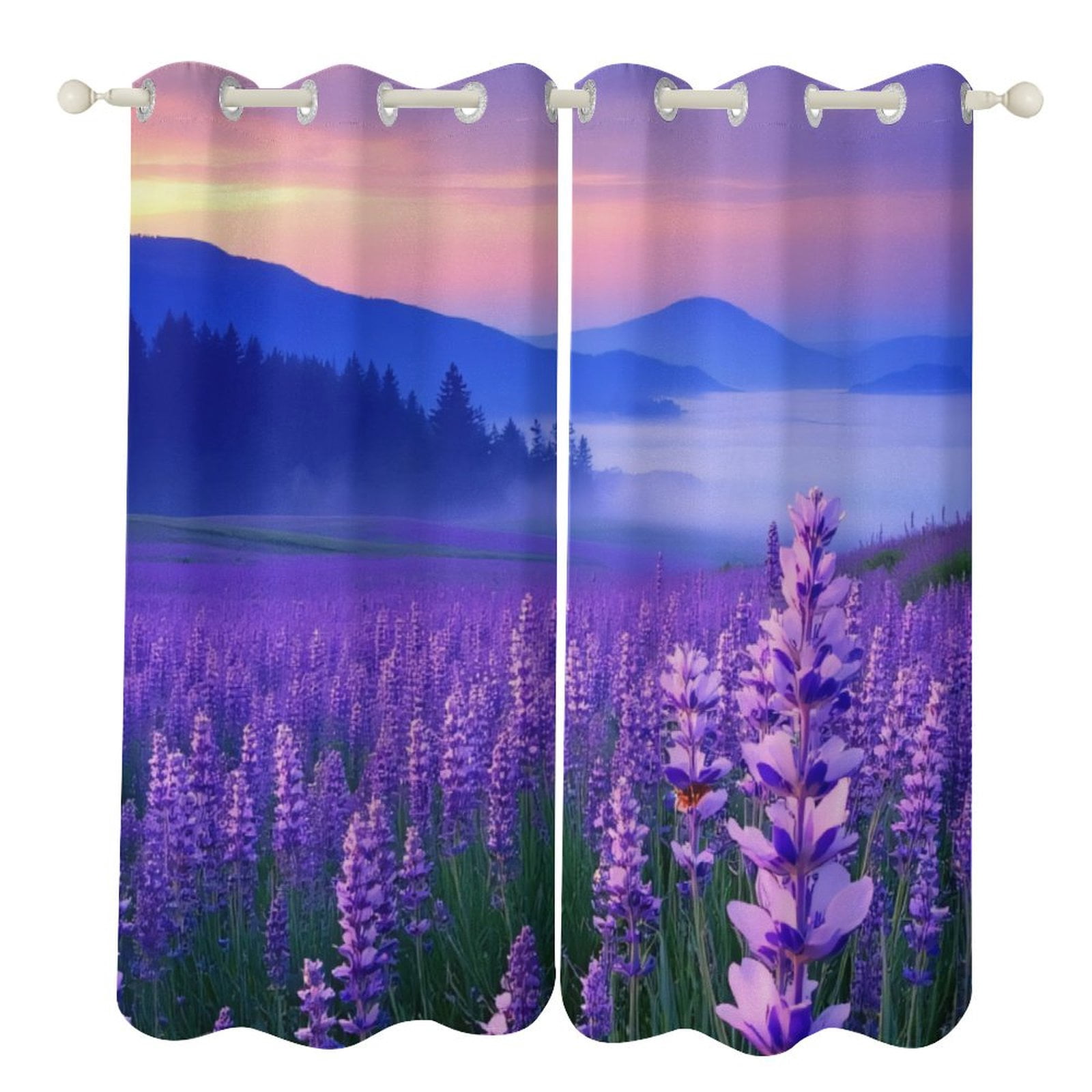 Lavender Field at Dawn 2 Panels Curtains for Bedroom Living Room Drapes ...