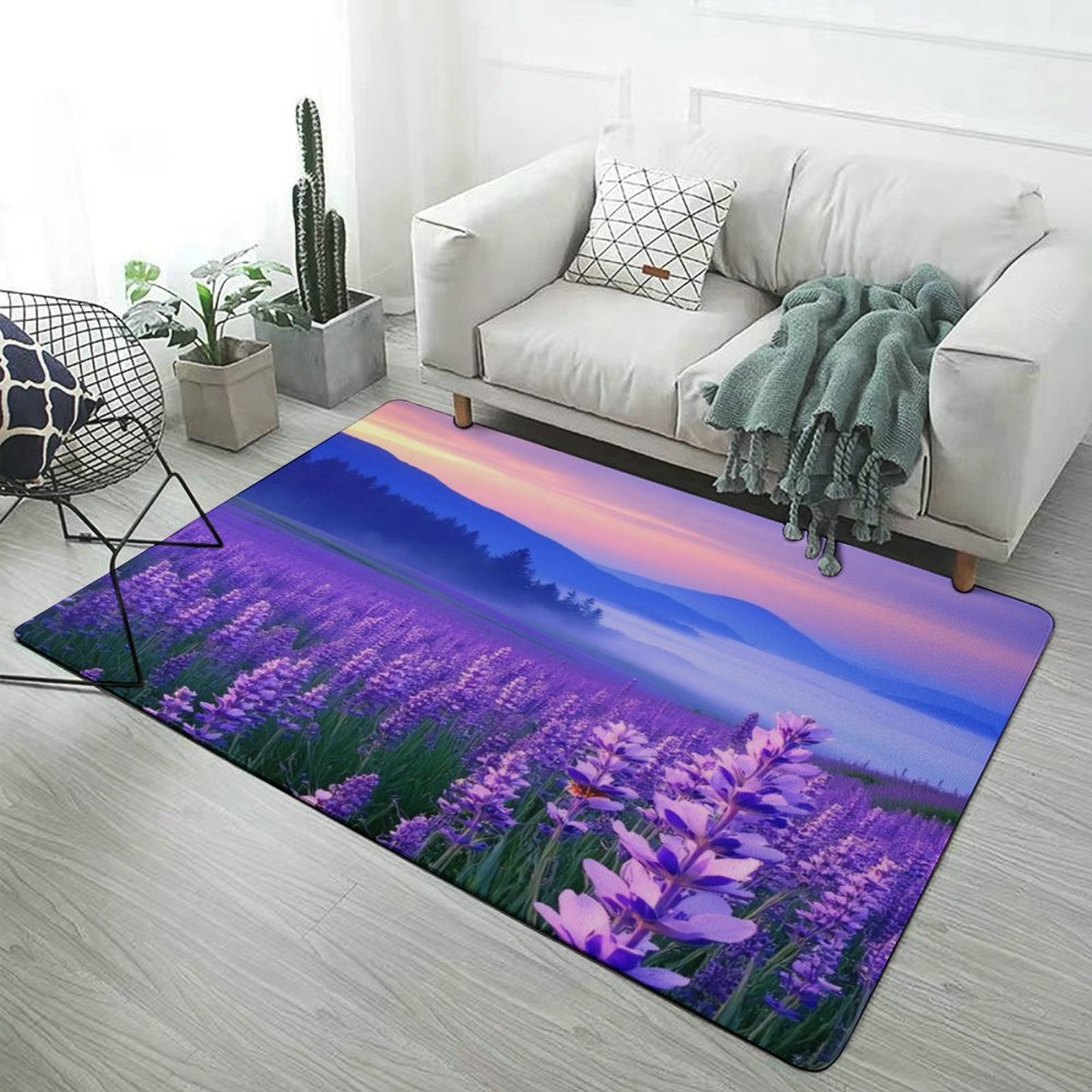 Lavender Field at Dawn Area Rugs Soft Carpet Suitable for Living Room ...