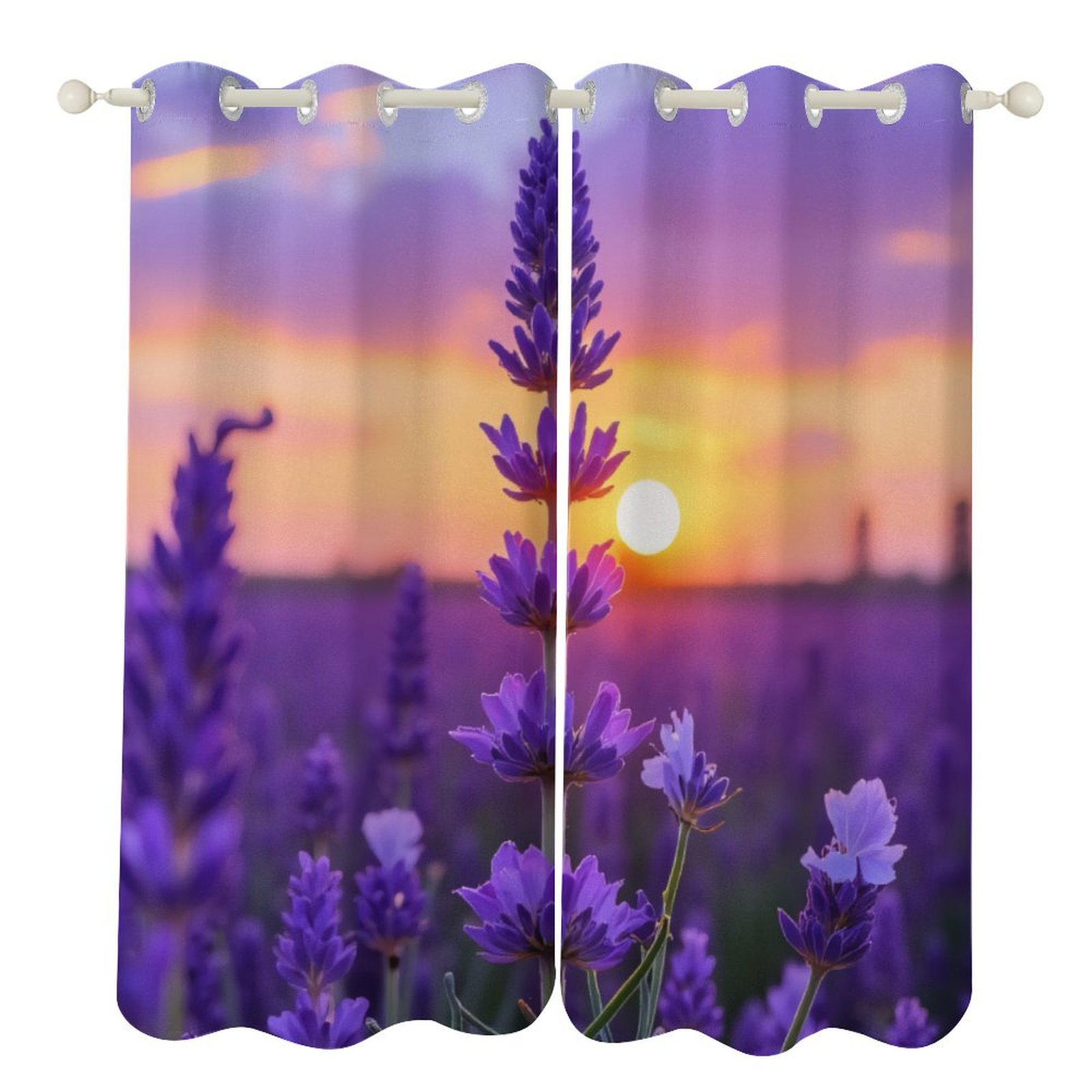 Lavender Field at Sunset 2 Panels Curtains for Bedroom Living Room ...