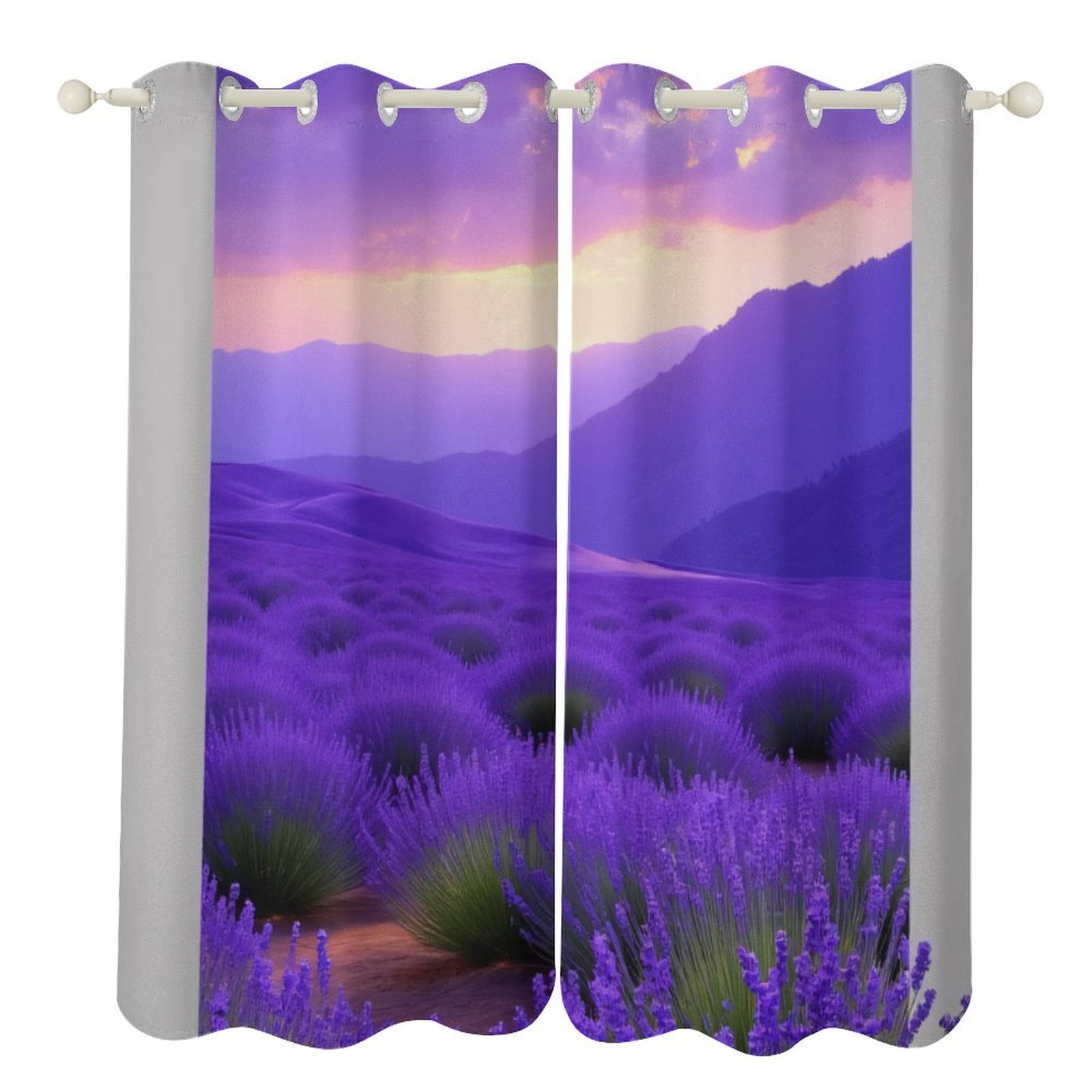 Lavender Field at Sunset Blackout Window Curtains for Bedroom Living ...