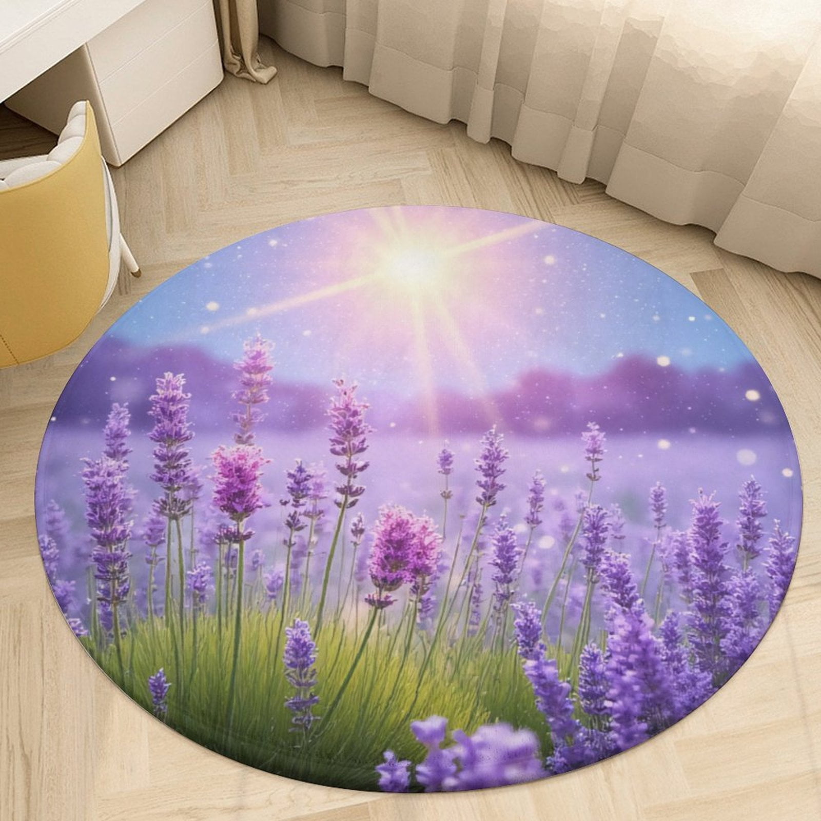 Lavender Field at Sunset Round Area Rugs for Bedroom Living Room, 6FT ...