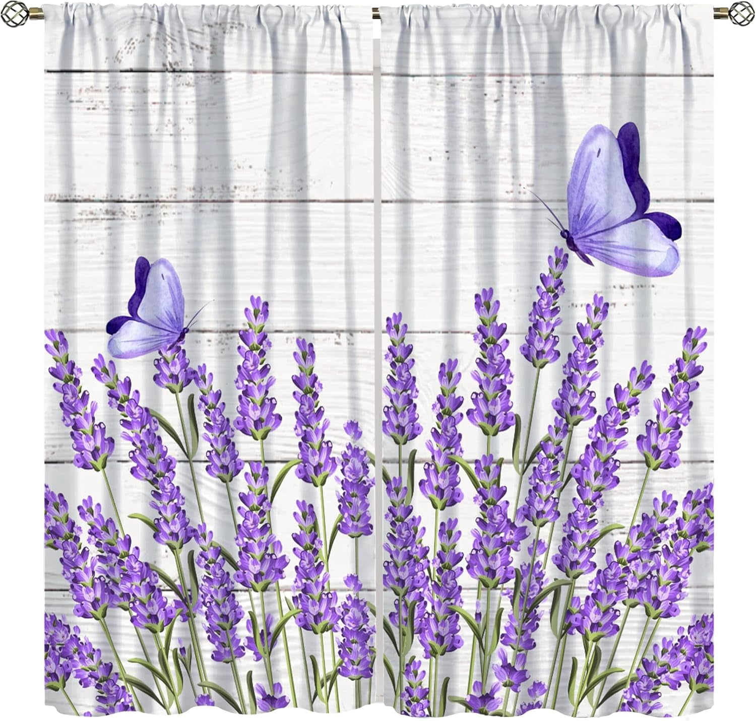 Lavender Floral Curtains, Lavender Flower Purple Window Treatments for ...