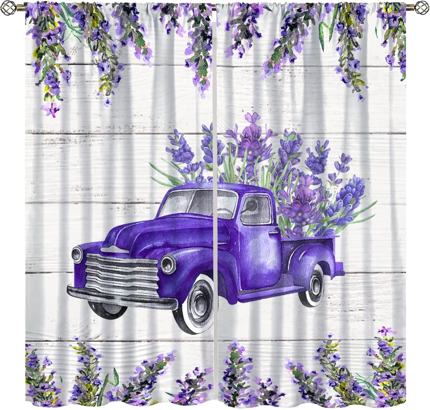 Lavender Floral Curtains, Lavender Flower Purple Window Treatments for ...