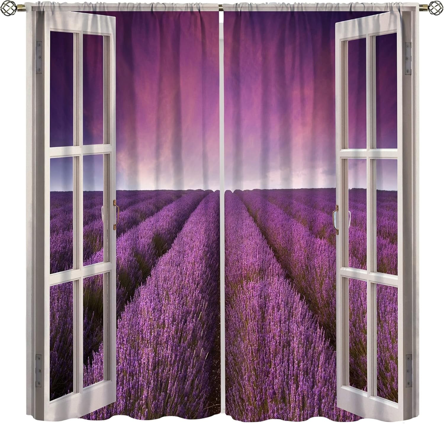 Lavender Floral Curtains, Lavender Flower Purple Window Treatments for ...