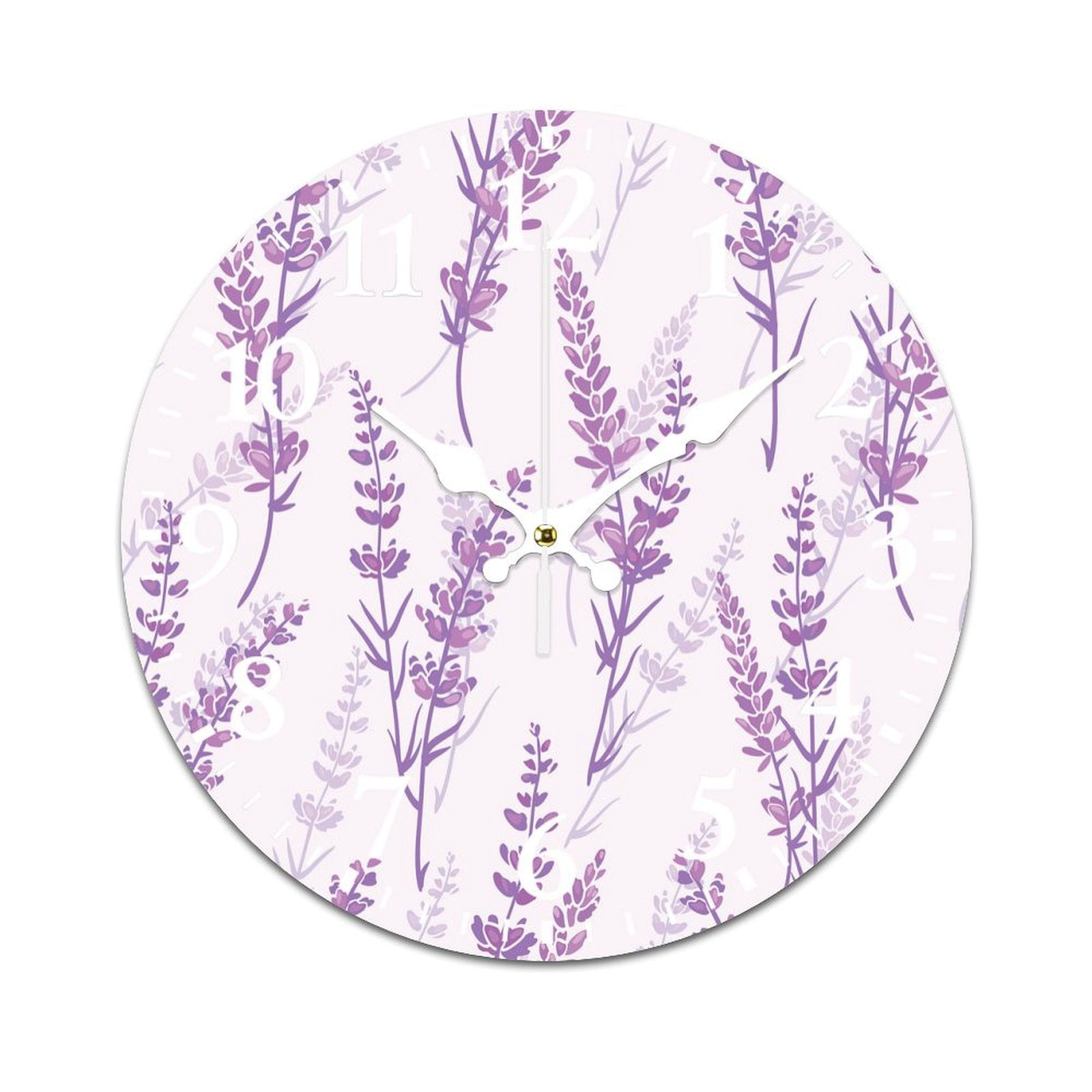 Lavender Floral Purple Wall Clock Modern Design Clocks Wall Hanging ...