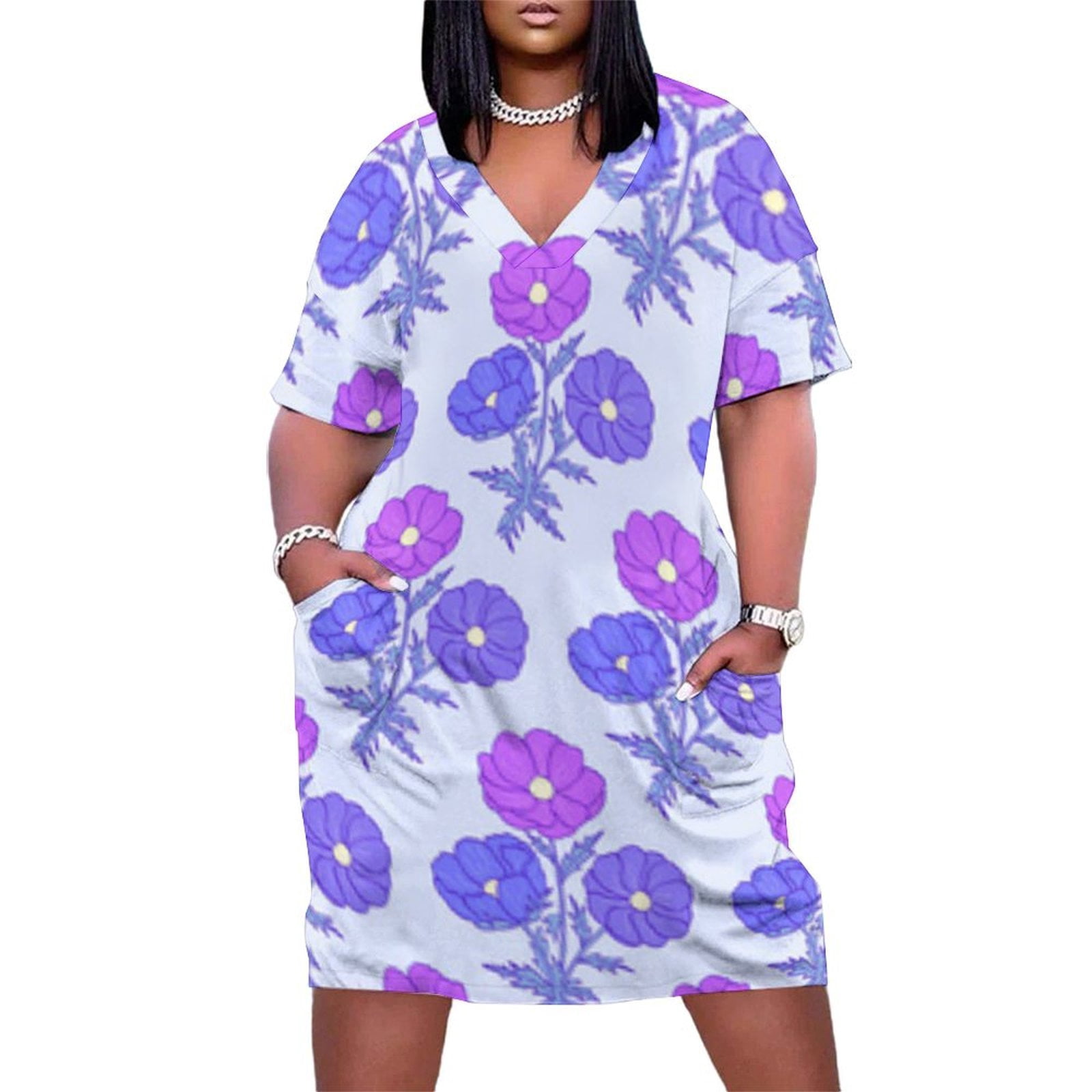 Lavender Floral Seamless Pattern Design Summer Sundress for Curve Women ...