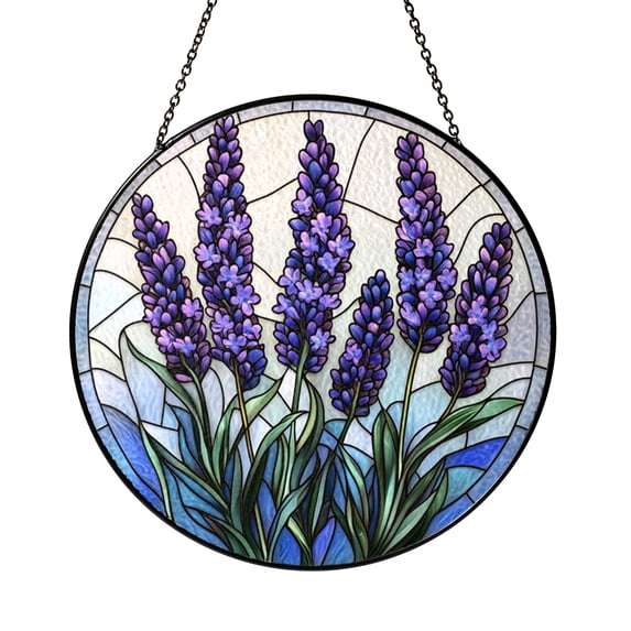 Lavender Floral Stained Glass Window Hanging – Botanical Art - Walmart.com