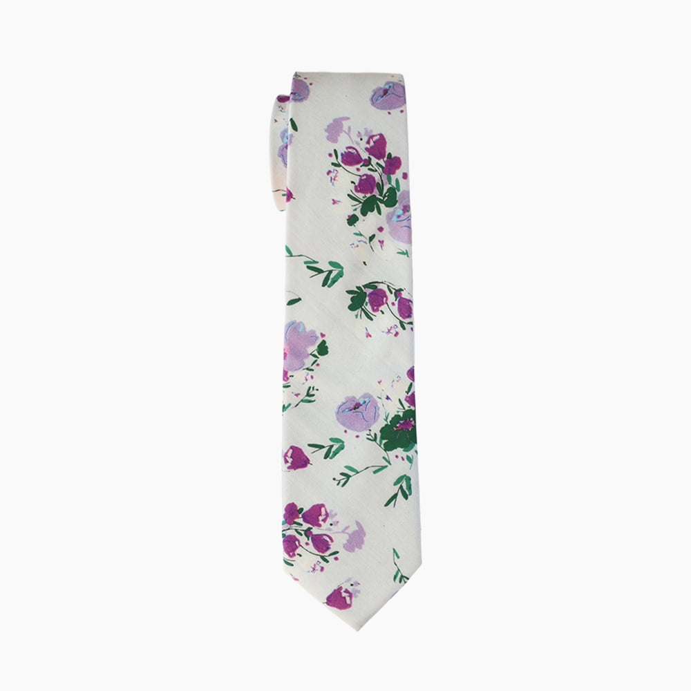 Lavender Floral Tie, Wedding Skinny Necktie - Walmart.com