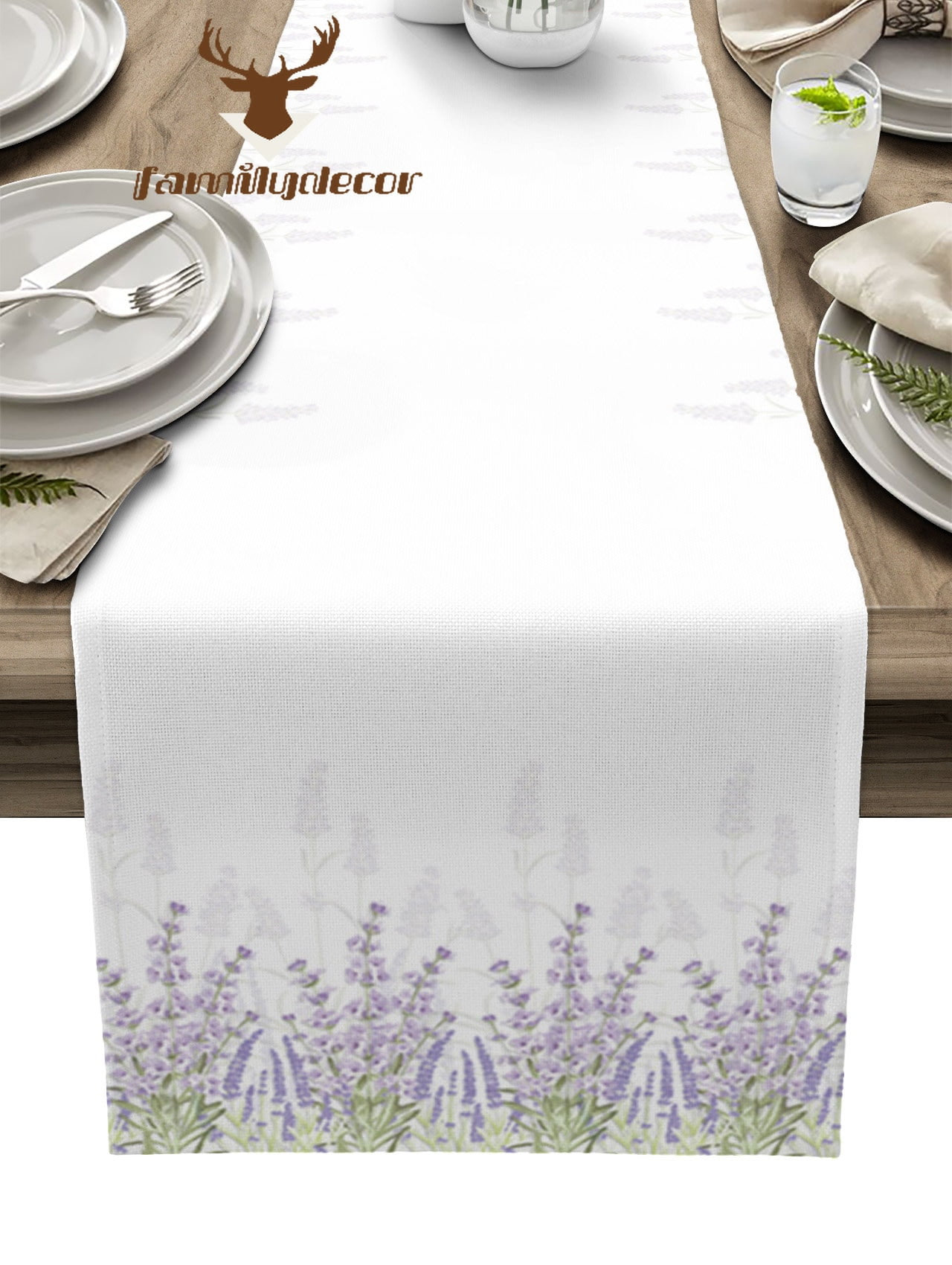 Lavender Floral Vintage Table Runner Home Wedding Table Flag Mat Table ...
