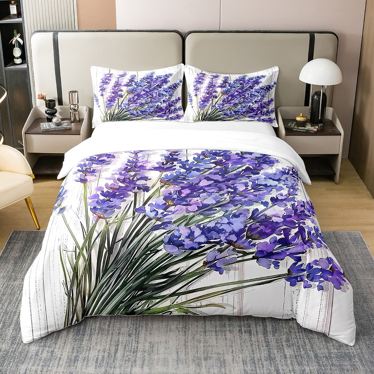 Lavender Flower 100% Cotton Duvet Cover Full Size Teens Adults,Oil ...