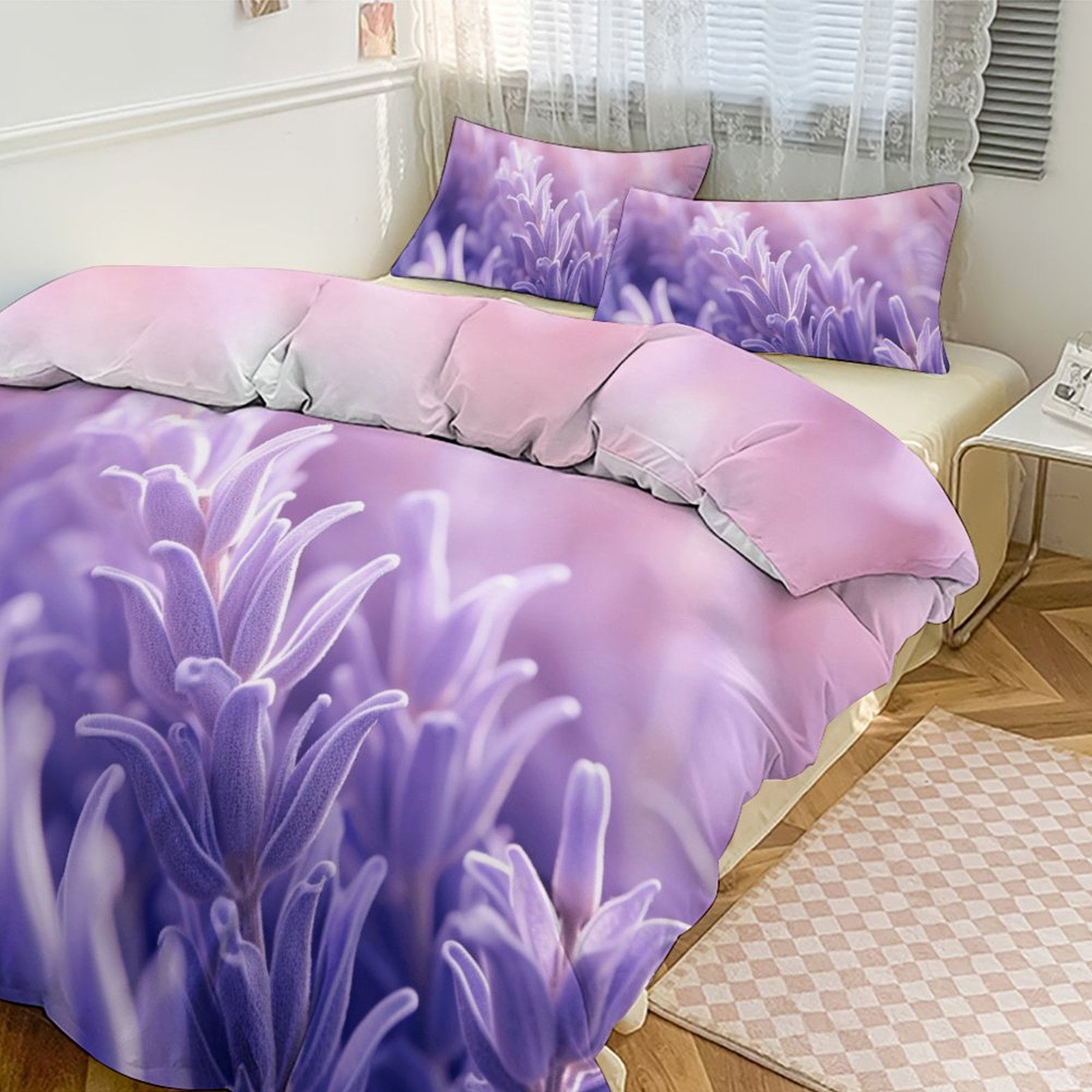 Lavender Flower 3D Duvet Cover Set Quilt Cover Theme of for Bedroom ...