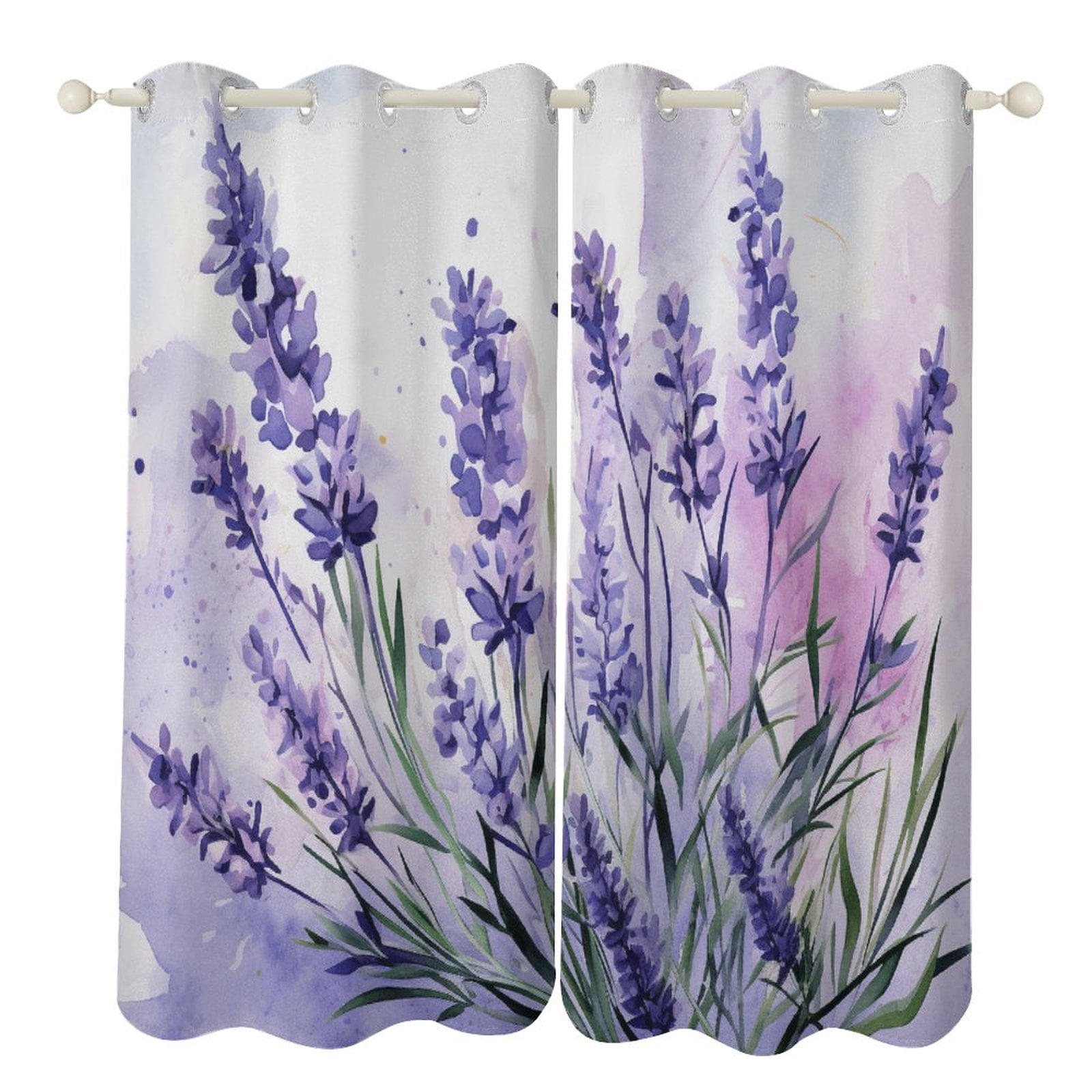Lavender Flower Blackout Window Curtains for Bedroom Living Room ...