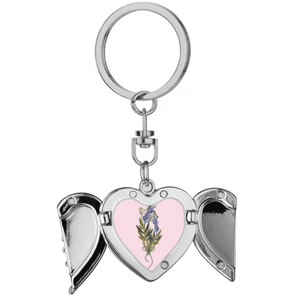 Lavender Flower Blue Heart Angel Wing Key Chain Holder - Walmart.com