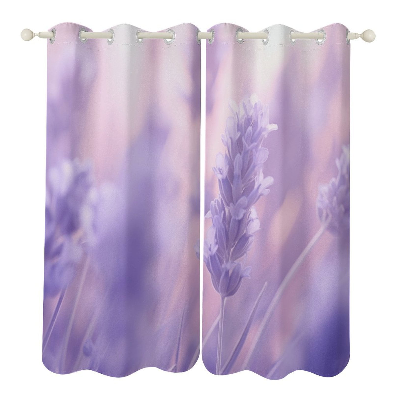 Lavender Flower Curtains Aesthetic Envrionmental Friendly Picture ...