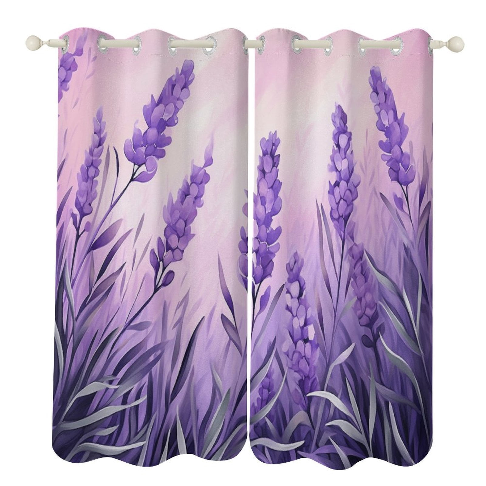 Lavender Flower Curtains Aesthetic Envrionmental Friendly Picture ...