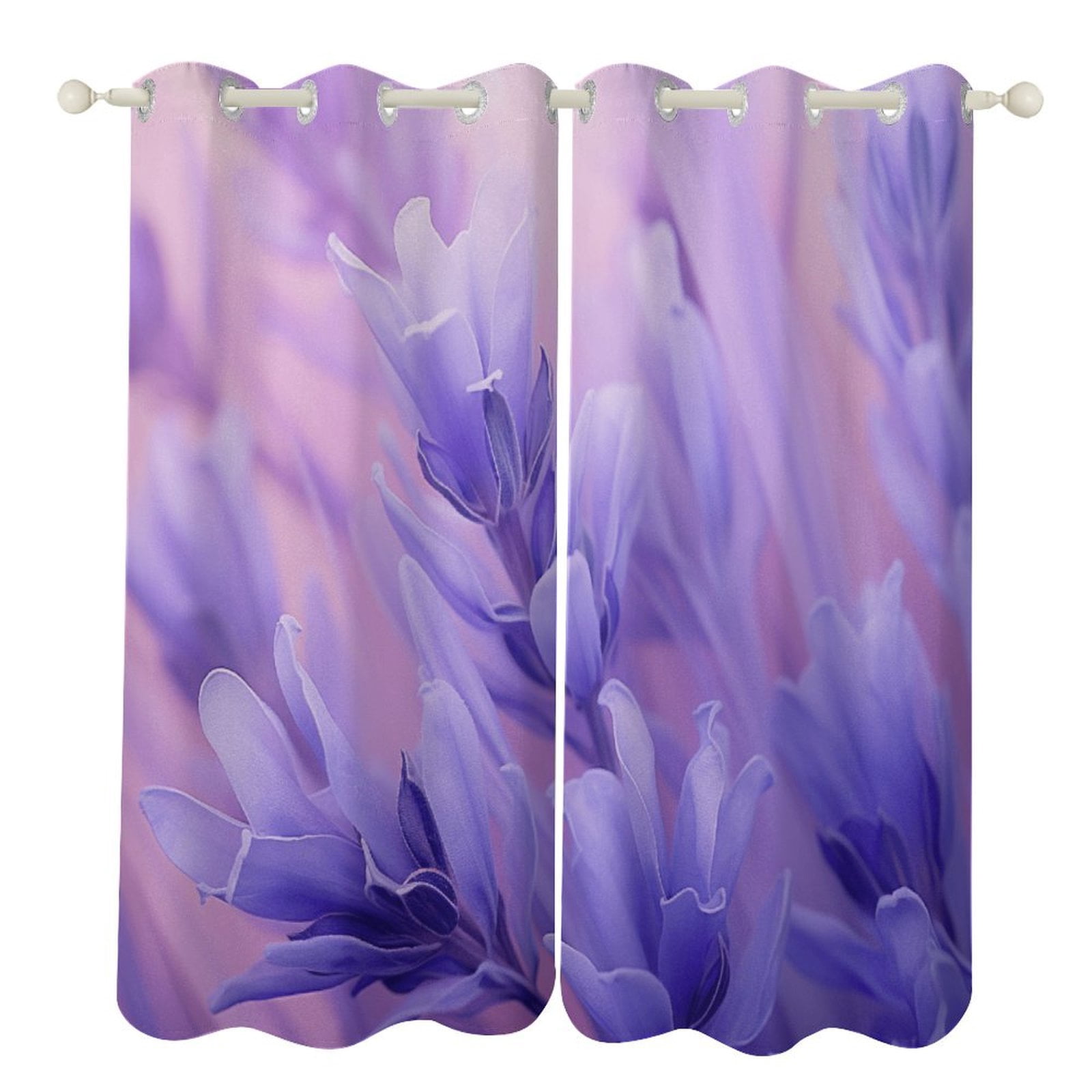 Lavender Flower Curtains Aesthetic Envrionmental Friendly Picture ...