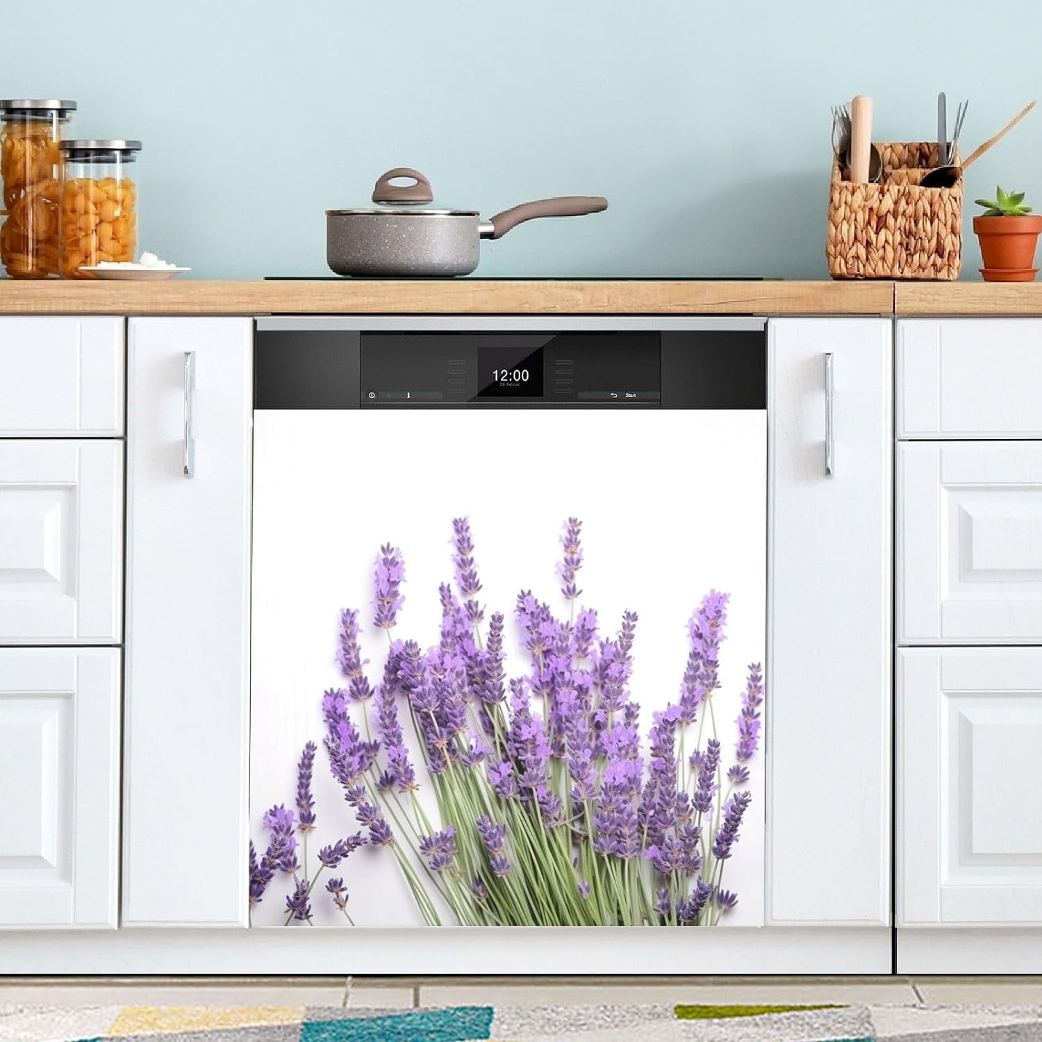 Lavender Flower Dishwasher Magnet Cover, Kitchen Dish Washer Door Panel ...
