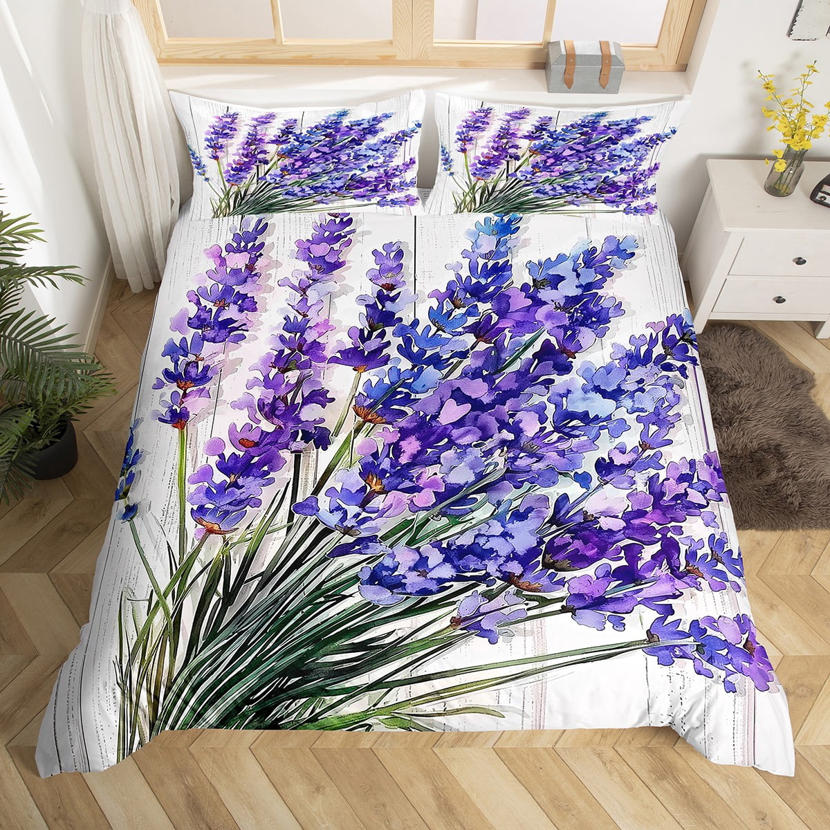 Lavender Flower Duvet Cover Queen Size Teens Adults,Oil Painting Floral ...