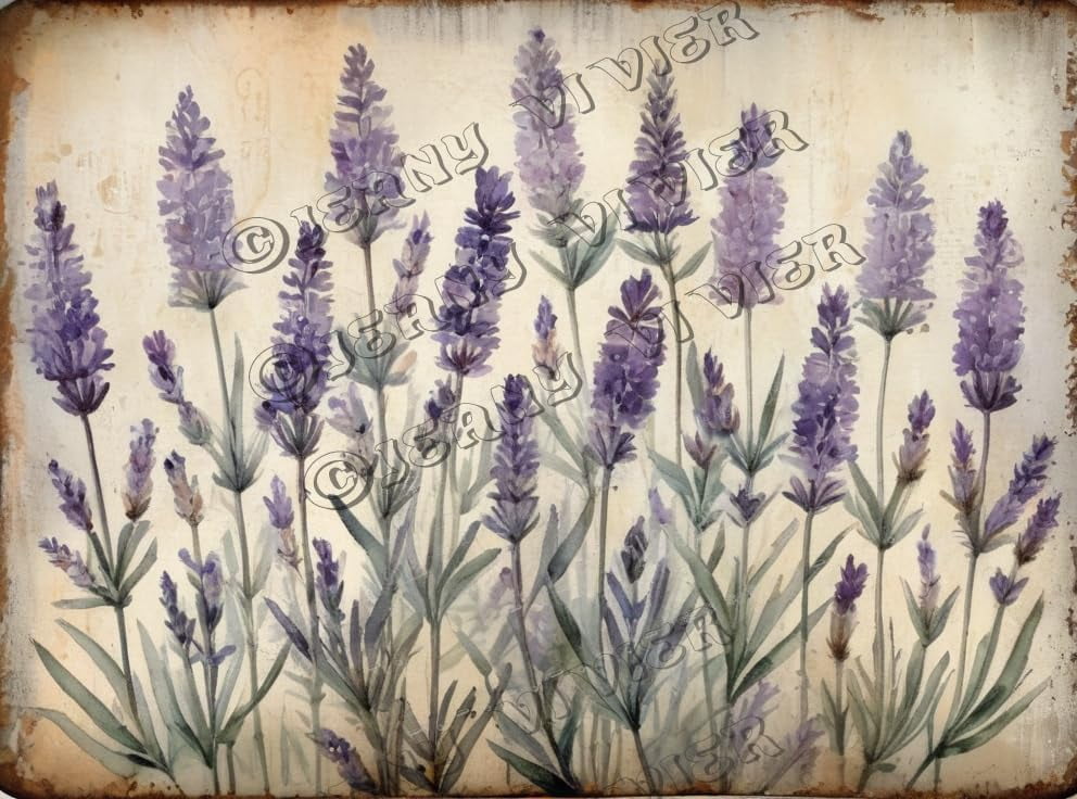 Lavender Flower Retro Aluminum Sign 12"x8" Metal Sign Lavender Flower ...