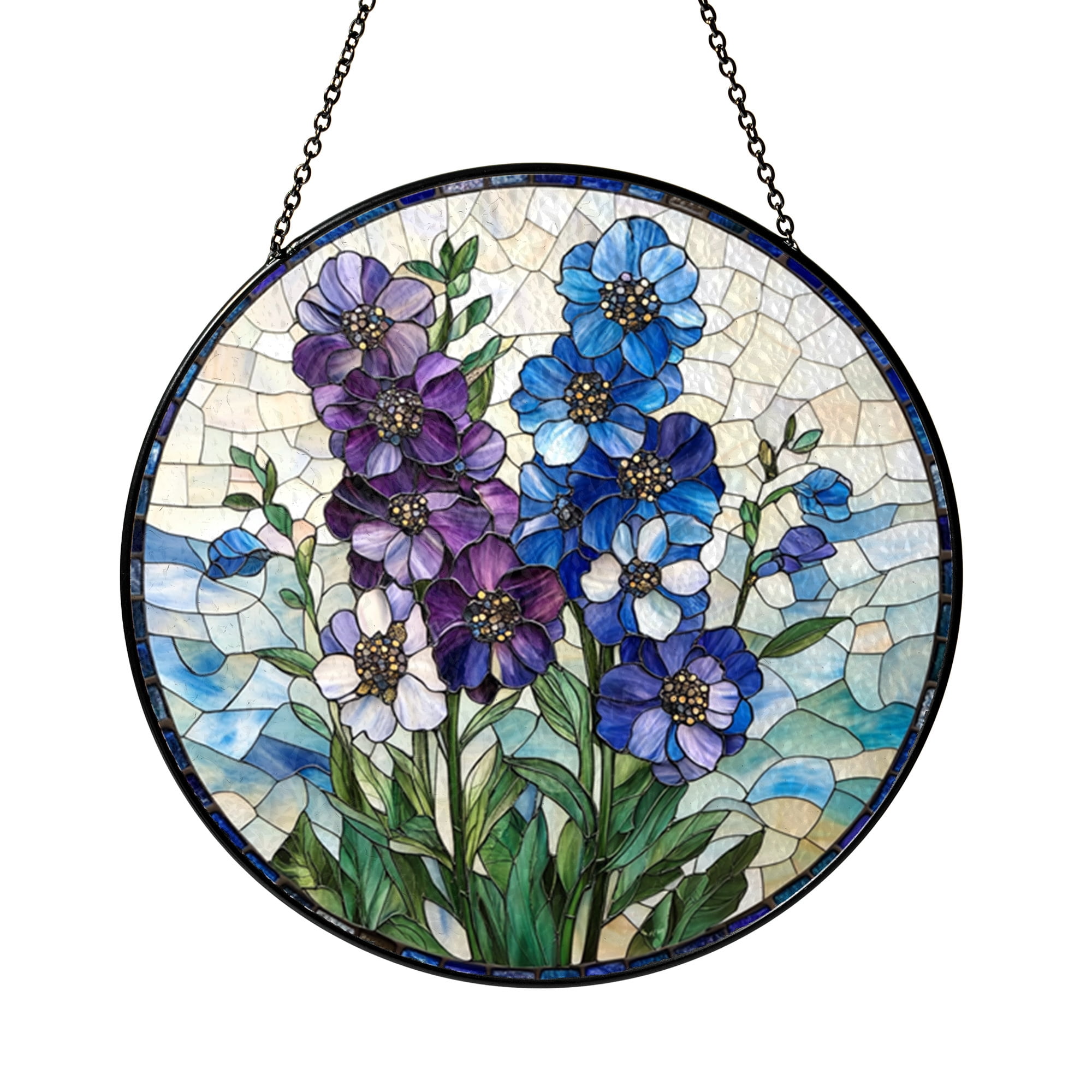 Lavender Flower Stained Glass Style Suncatcher – Floral Window Decor ...