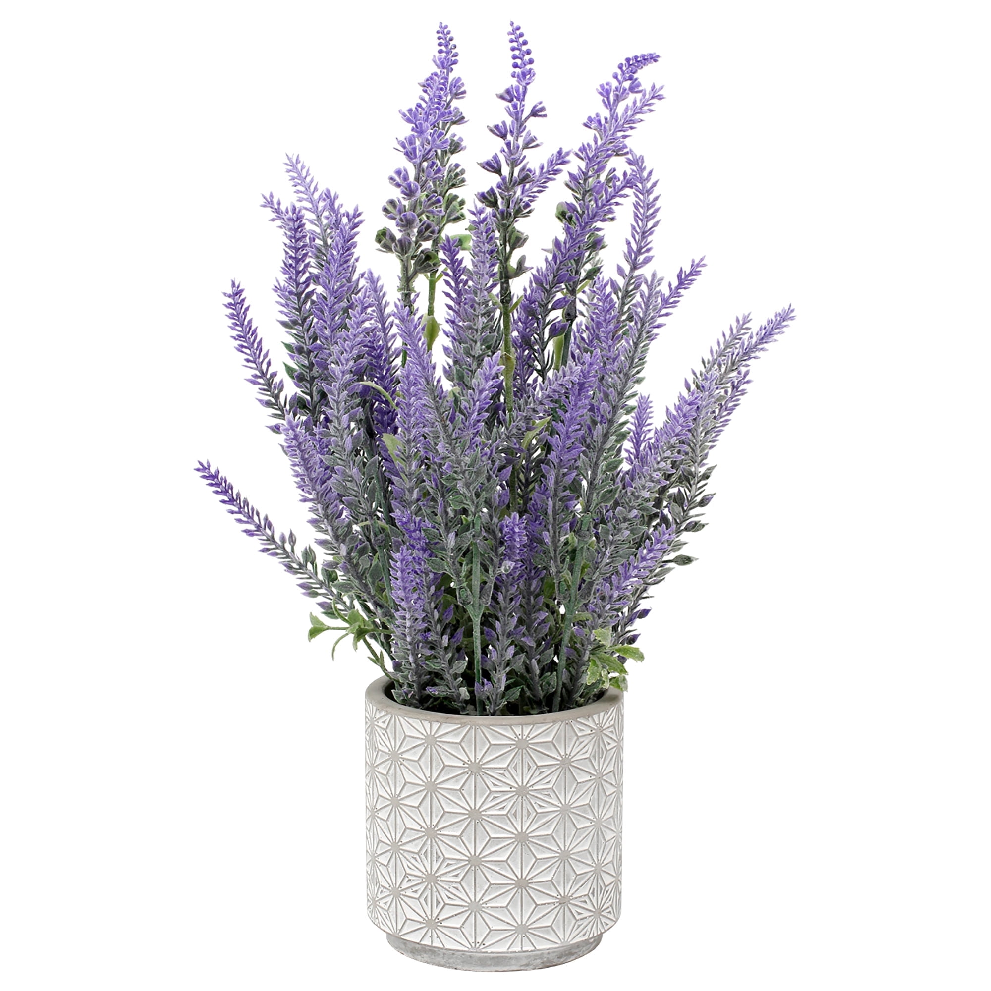 Briful Lavender Flowers Artificial Fake Plant in Cement Pot, Rustic ...