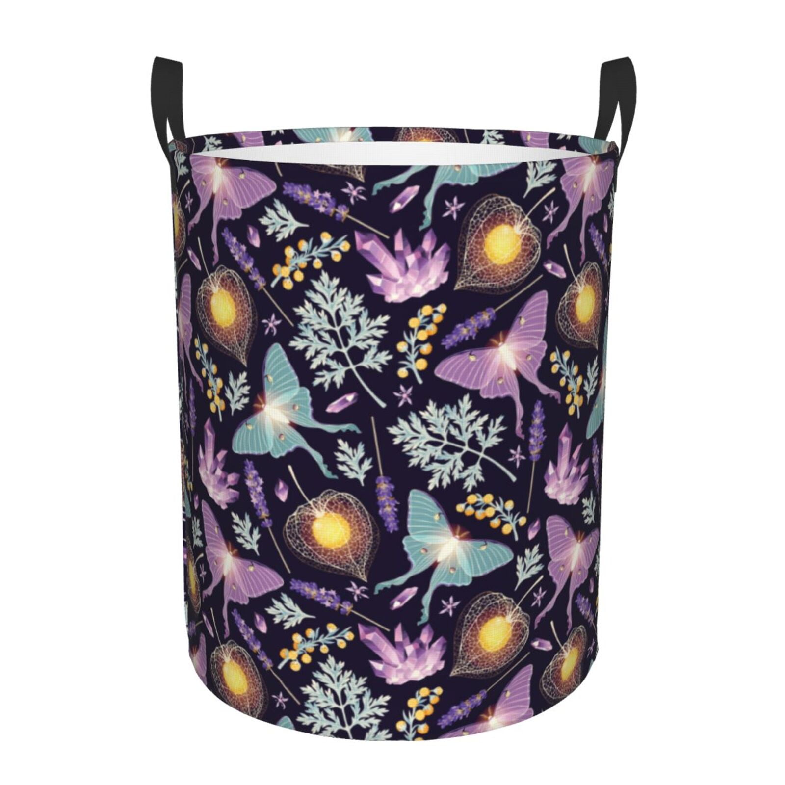 Lavender Flowers Butterfly Laundry Basket, Laundry Hamper Waterproof ...
