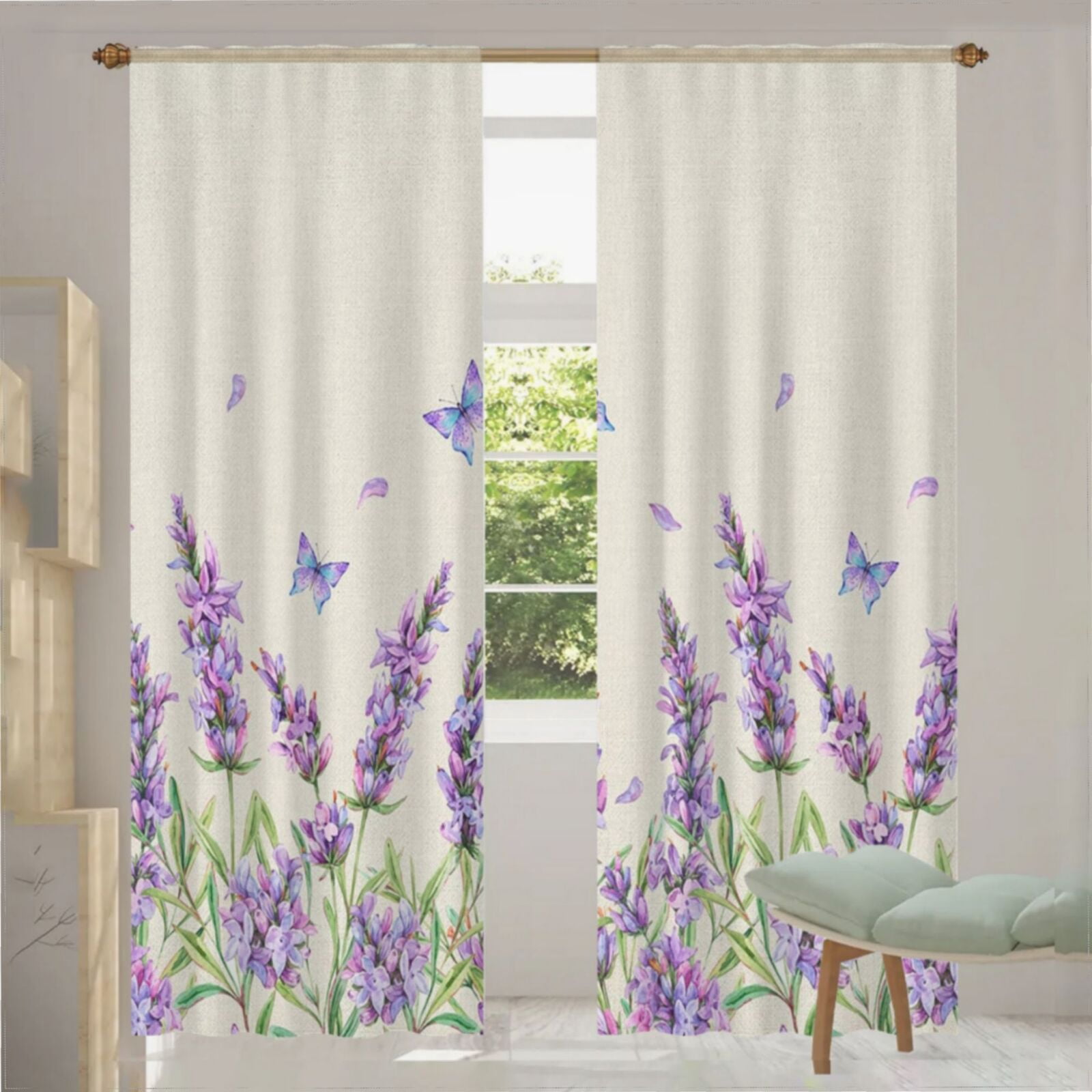 Lavender Flowers Curtains for Living Room Bedroom Decor Transparent ...