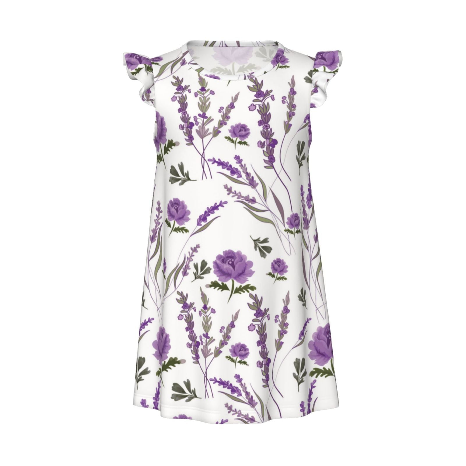 Lavender Flowers Fujiman Girls Nightgowns, Short Sleeves Princess Dress, Girls Pajamas Girls ...