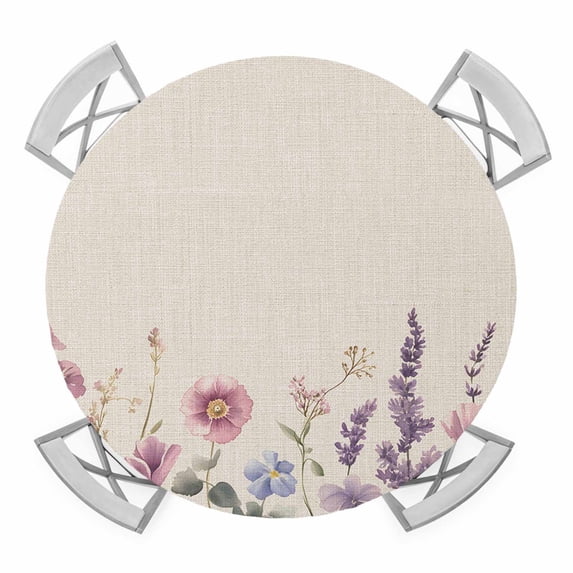 Lavender Flowers Round Tablecloth for 45-54 Inch Tables,Fitted Table ...